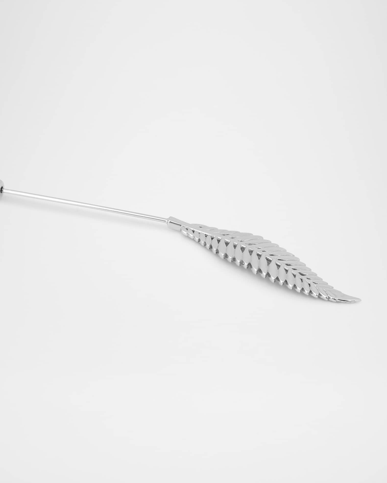 Tateossian Men's Palladium-Plated Fern Leaf Lapel Pin | Neiman Marcus