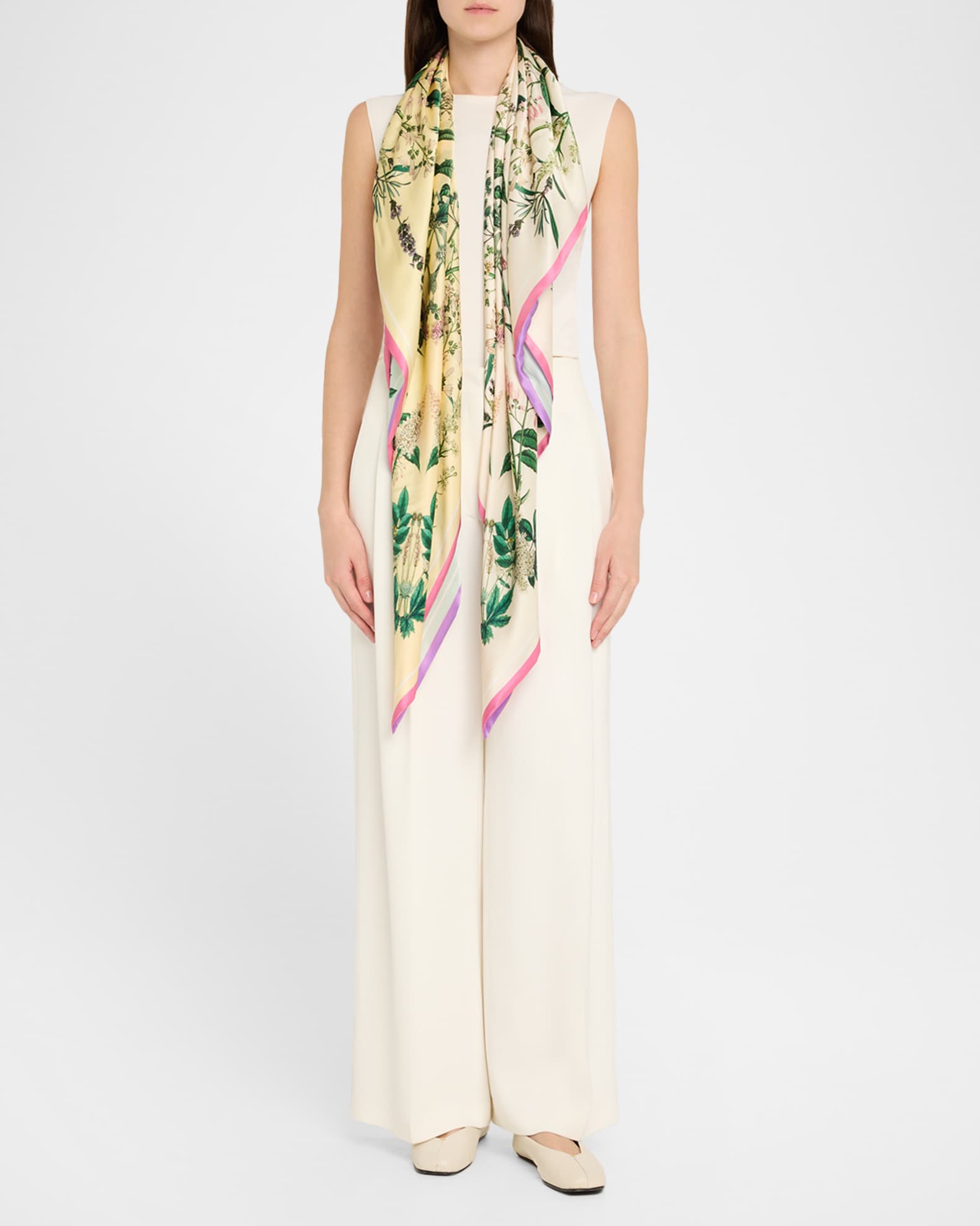 St. Piece Abigail Double-Sided Floral Silk Scarf | Neiman Marcus