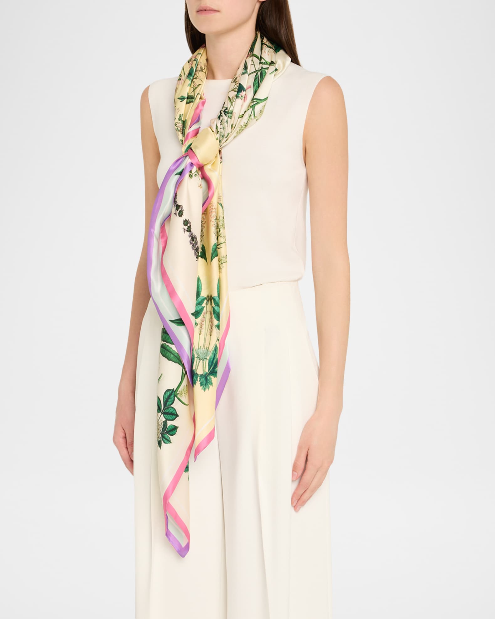 St. Piece Abigail Double-Sided Floral Silk Scarf | Neiman Marcus
