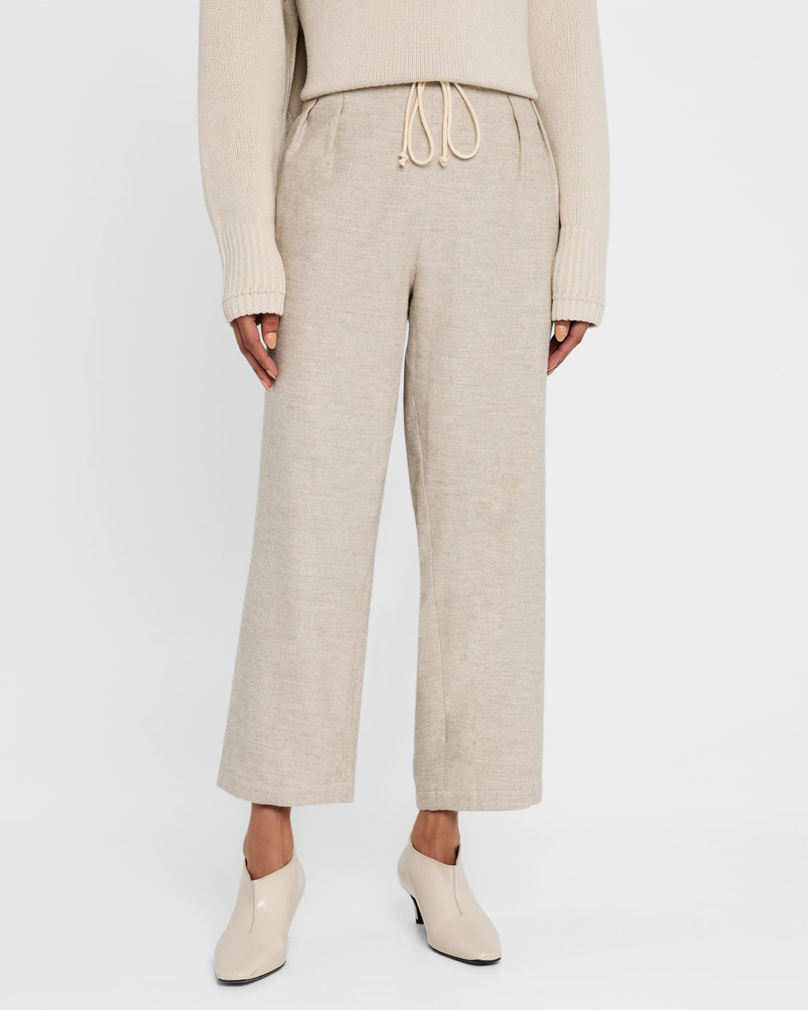 MARIA MCMANUS Cosy Straight-Leg Ankle Drawstring Pants | Neiman Marcus