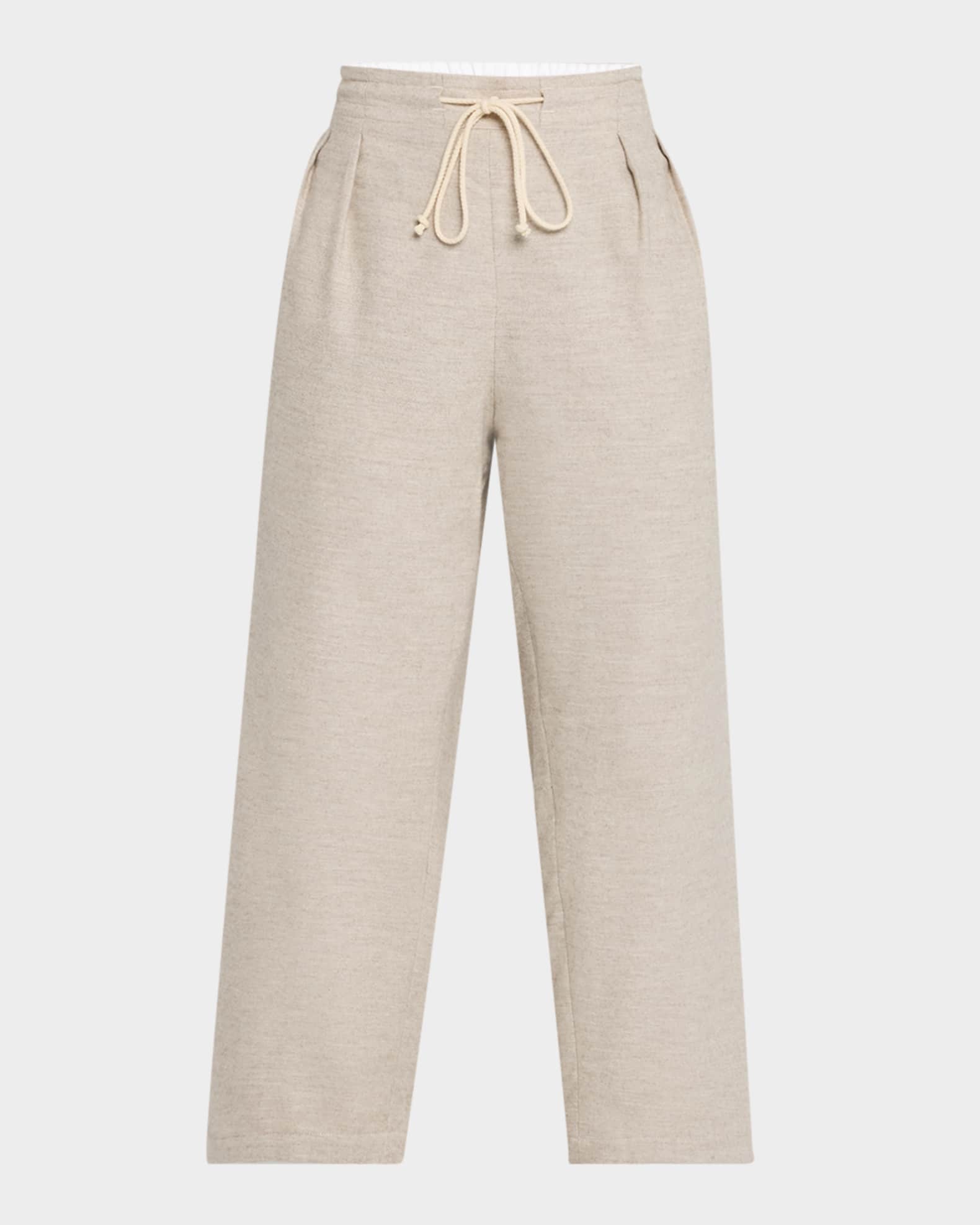 MARIA MCMANUS Cosy Straight-Leg Ankle Drawstring Pants | Neiman Marcus