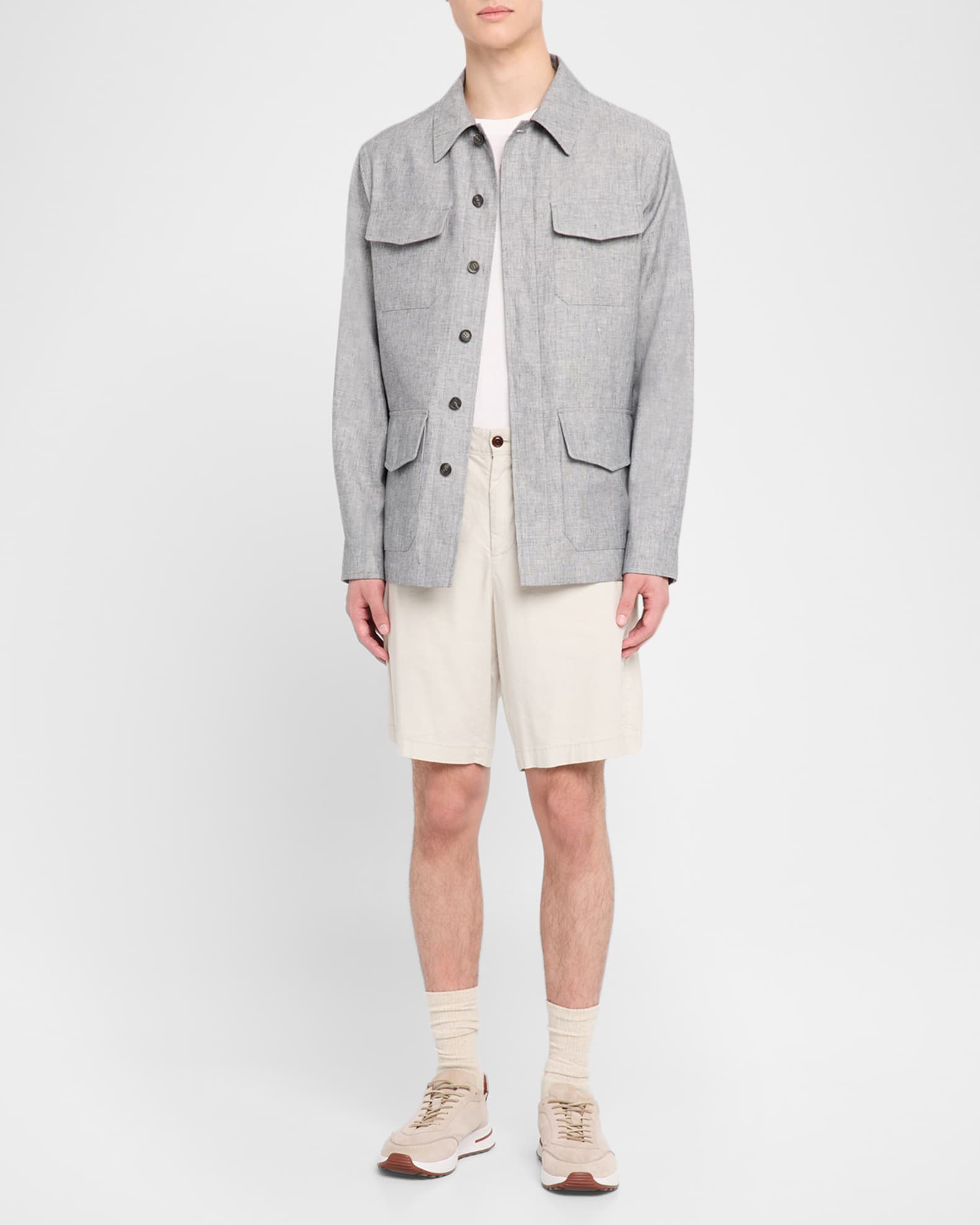 dunhill Men's Linen Four-Pocket Field Jacket | Neiman Marcus