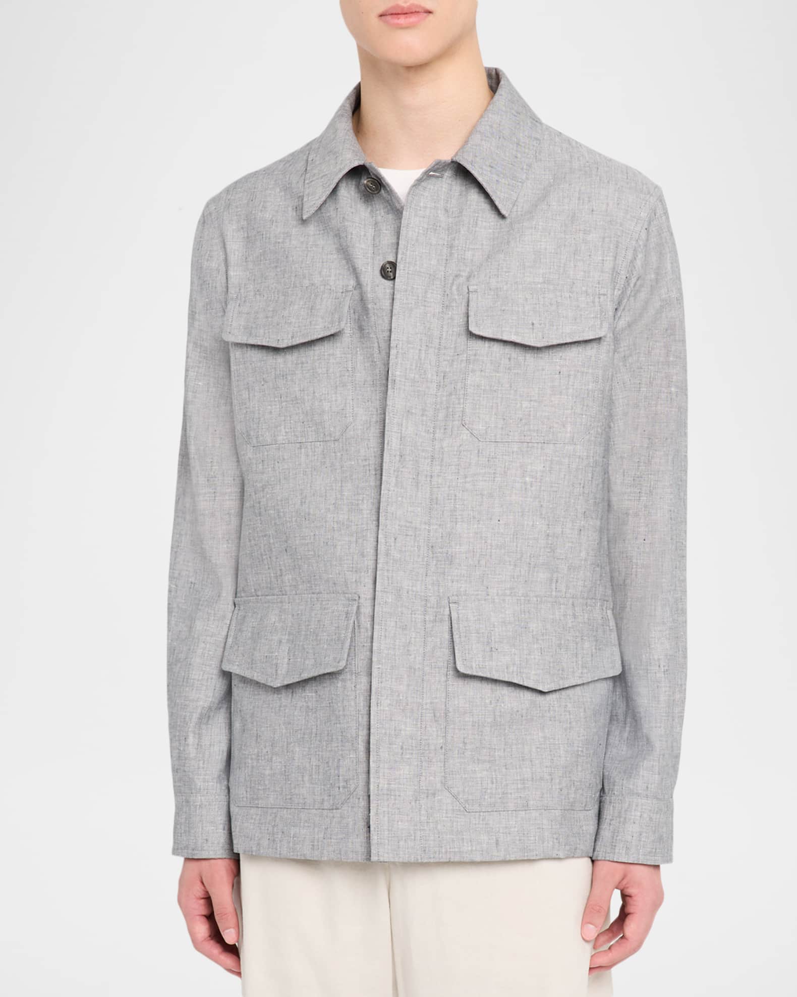 dunhill Men's Linen Four-Pocket Field Jacket | Neiman Marcus