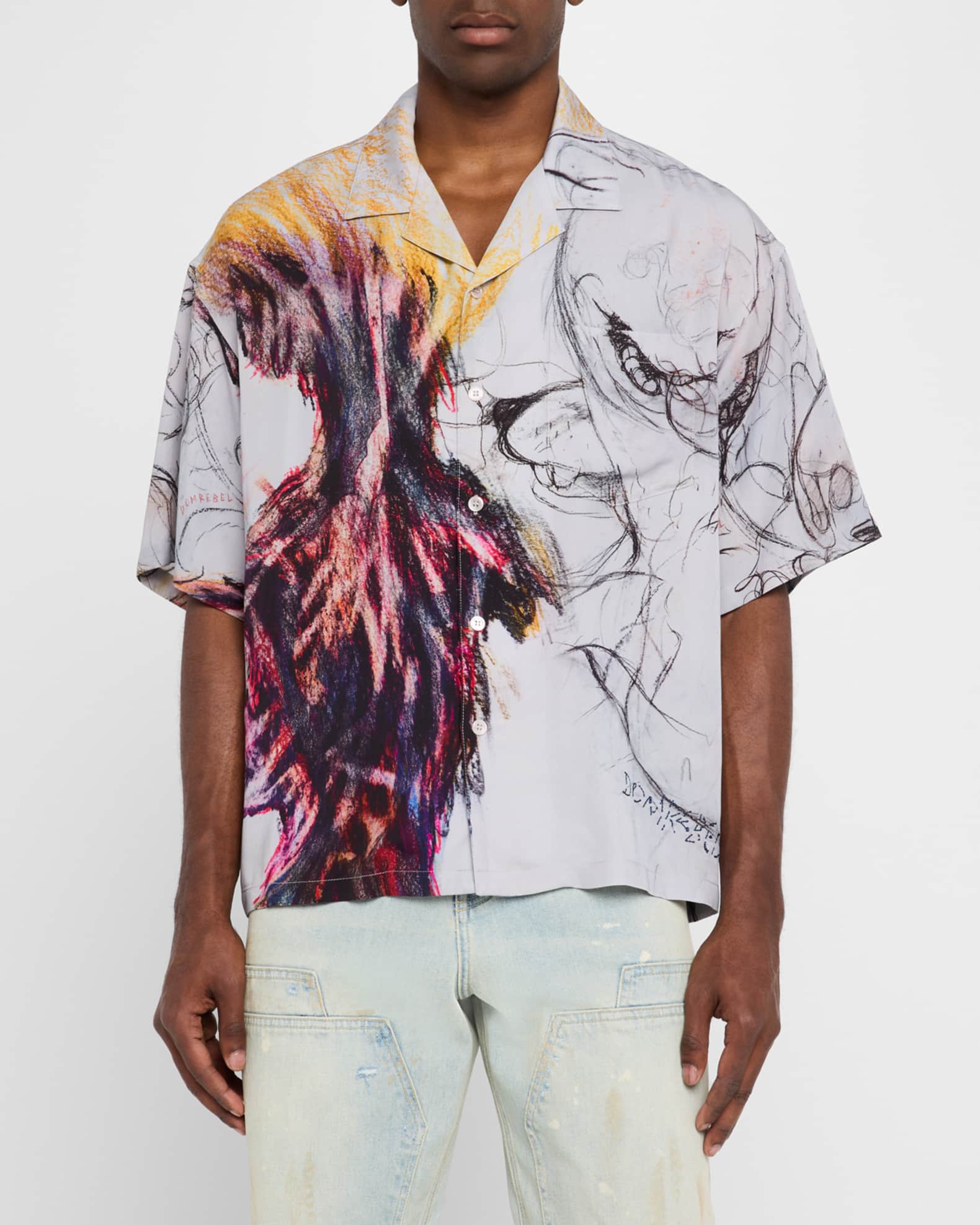 Domrebel Men's Ascend Studio Artwork Camp Shirt | Neiman Marcus