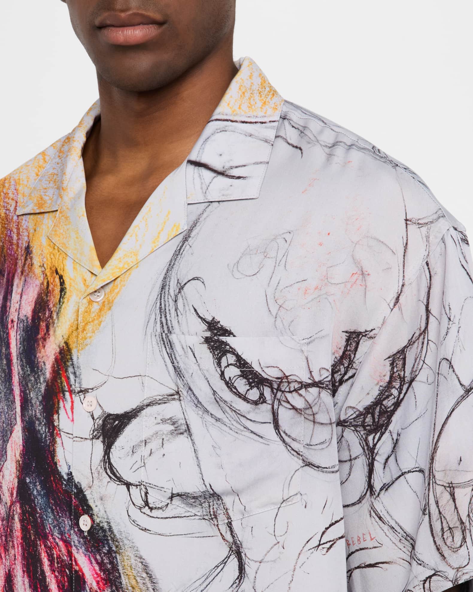 Domrebel Men's Ascend Studio Artwork Camp Shirt | Neiman Marcus