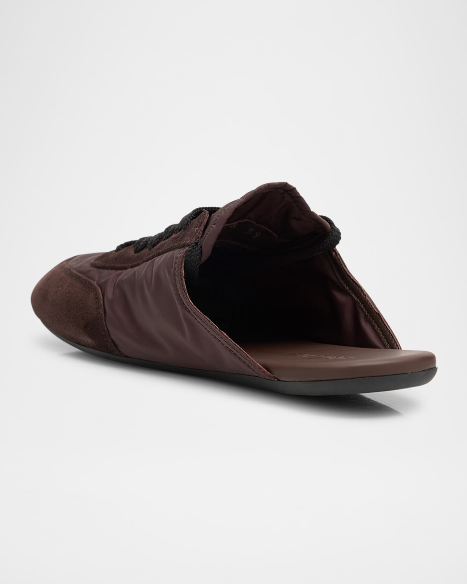 Prada Collapse Nylon and Suede Open-Back Sneakers | Neiman Marcus