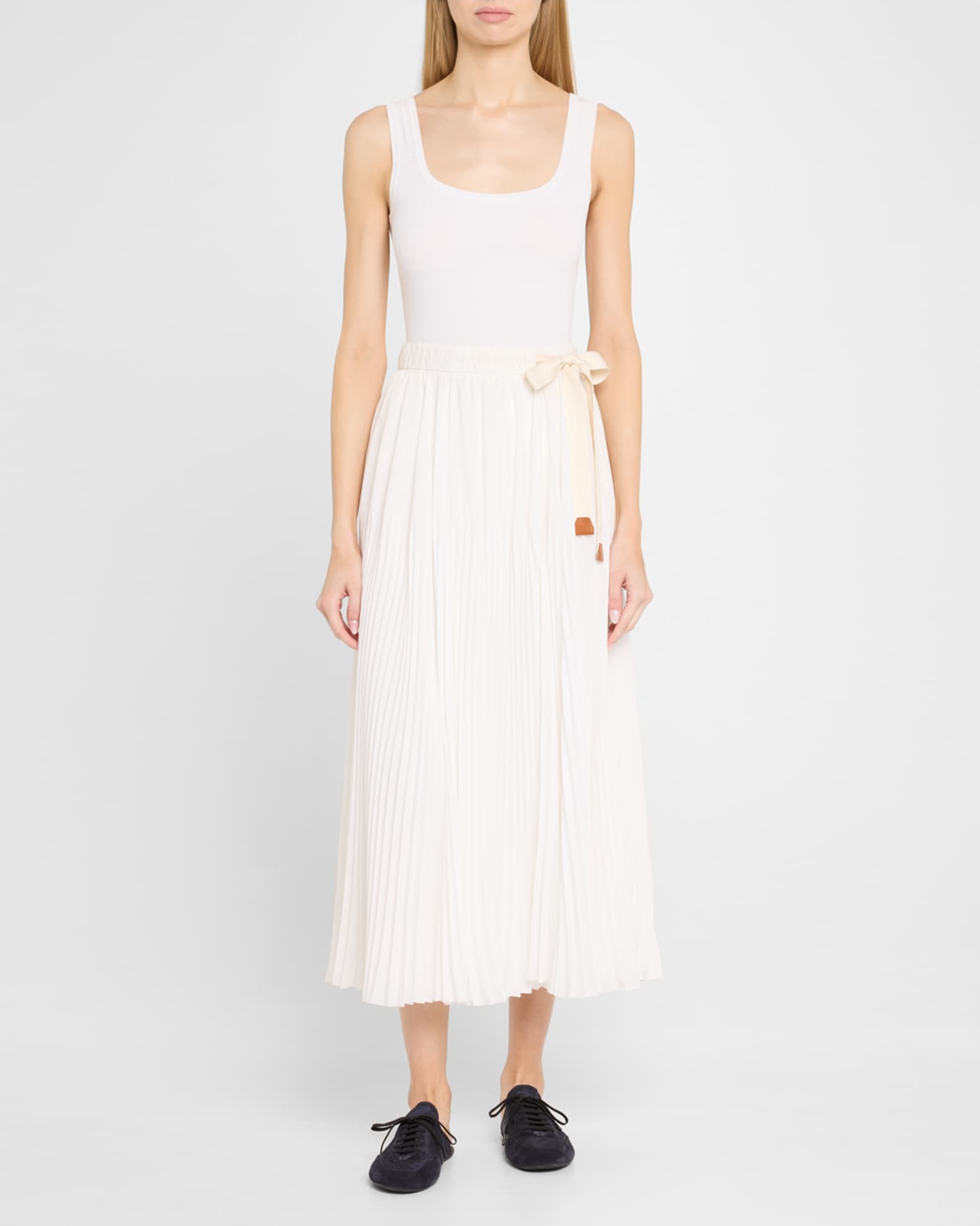 Prada Collapse Nylon and Suede Open-Back Sneakers | Neiman Marcus