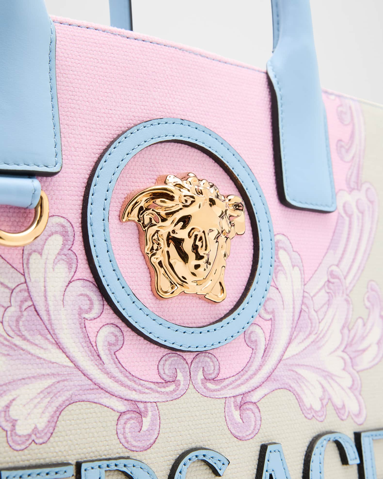 Versace La Medusa Small Barocco-Print Canvas Tote Bag | Neiman Marcus