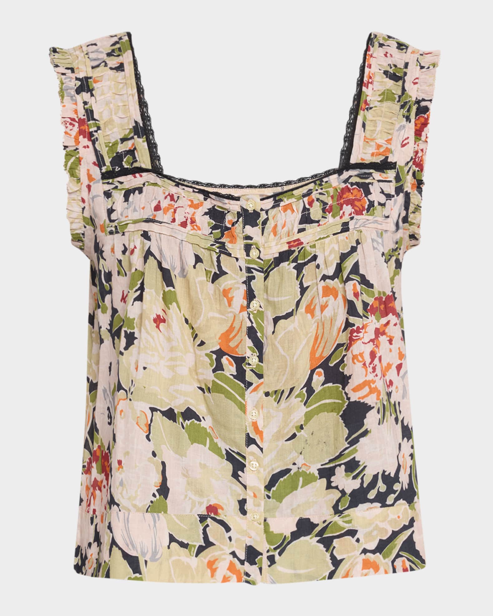 The Great The Victorian Pleated Tank Top | Neiman Marcus