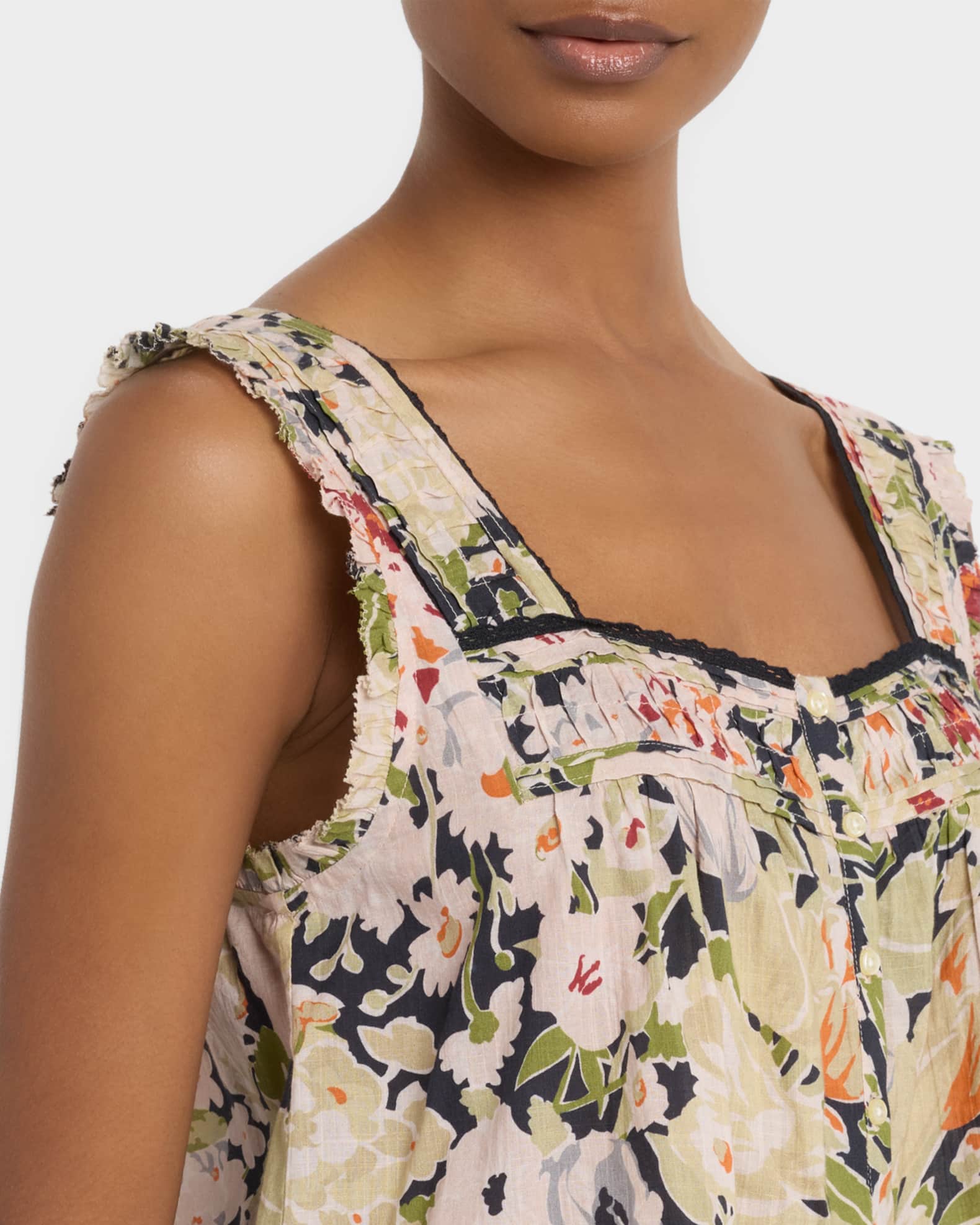 The Great The Victorian Pleated Tank Top | Neiman Marcus