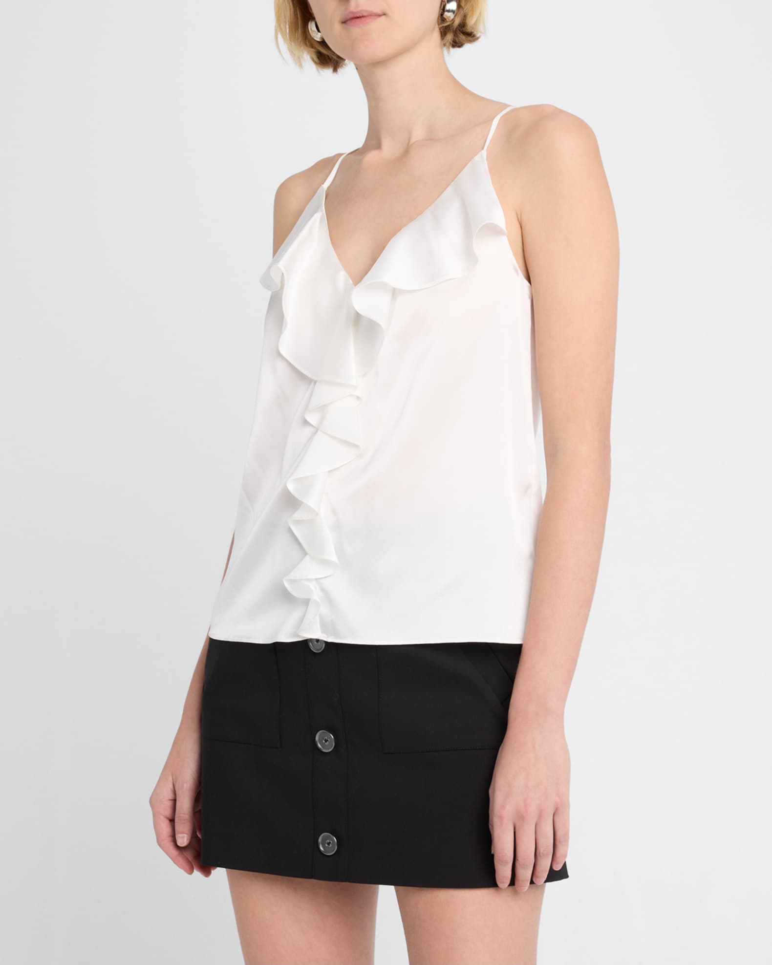 Ramy Brook Bronwyn Ruffle-Trim Tank Top | Neiman Marcus