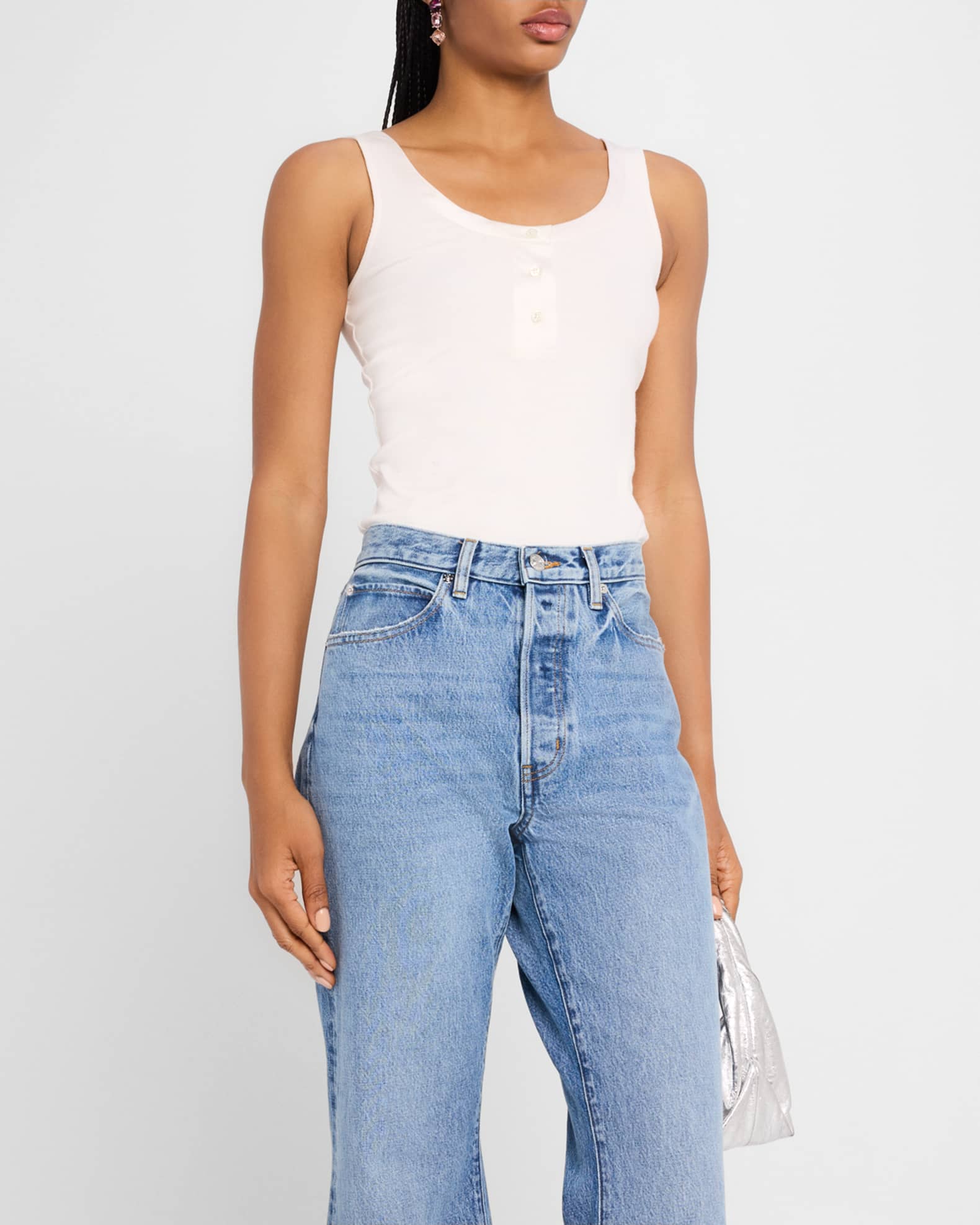 FRAME The Satin Trim Tank Top | Neiman Marcus