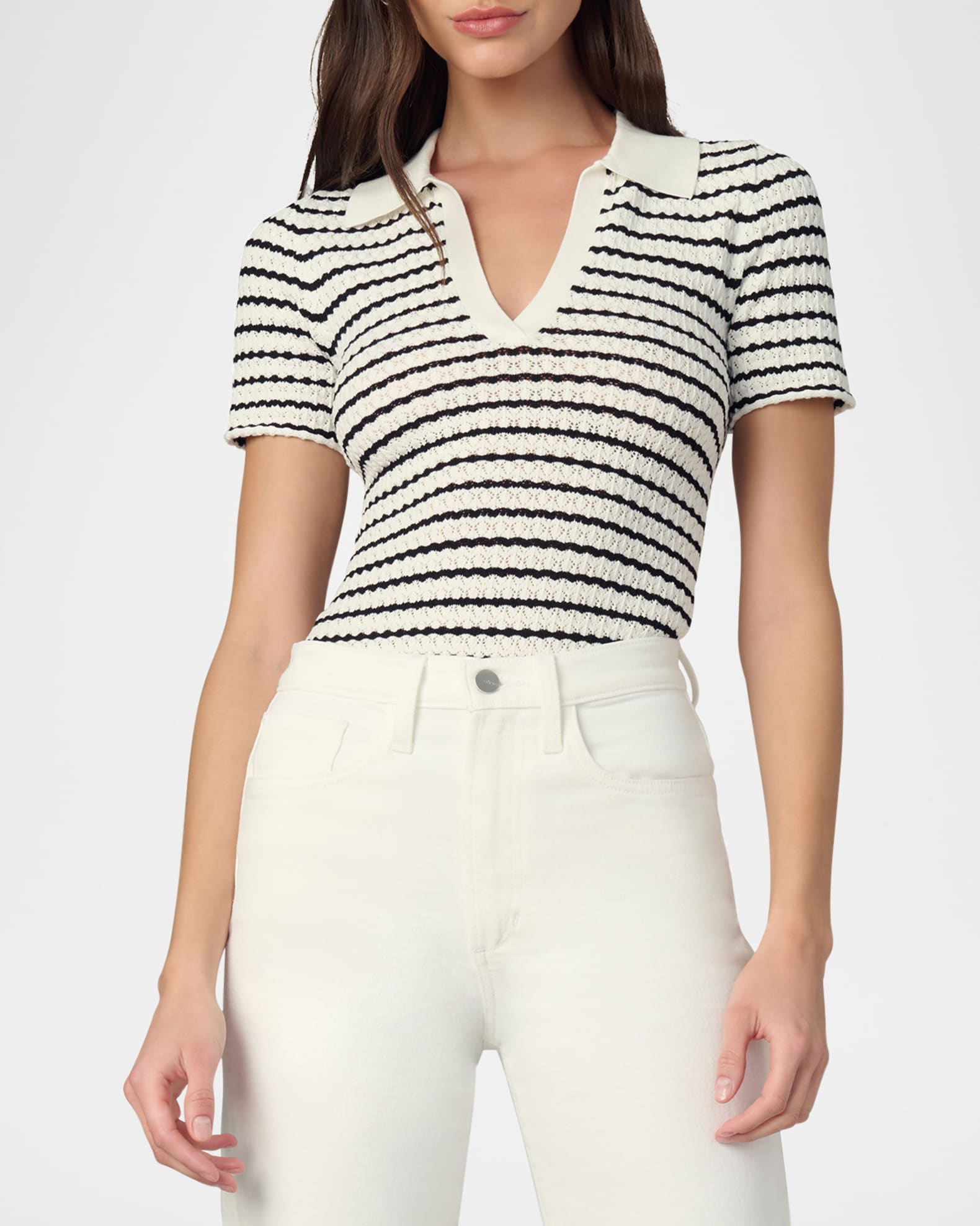 Joe's Jeans The Jess Pointelle Polo Shirt | Neiman Marcus