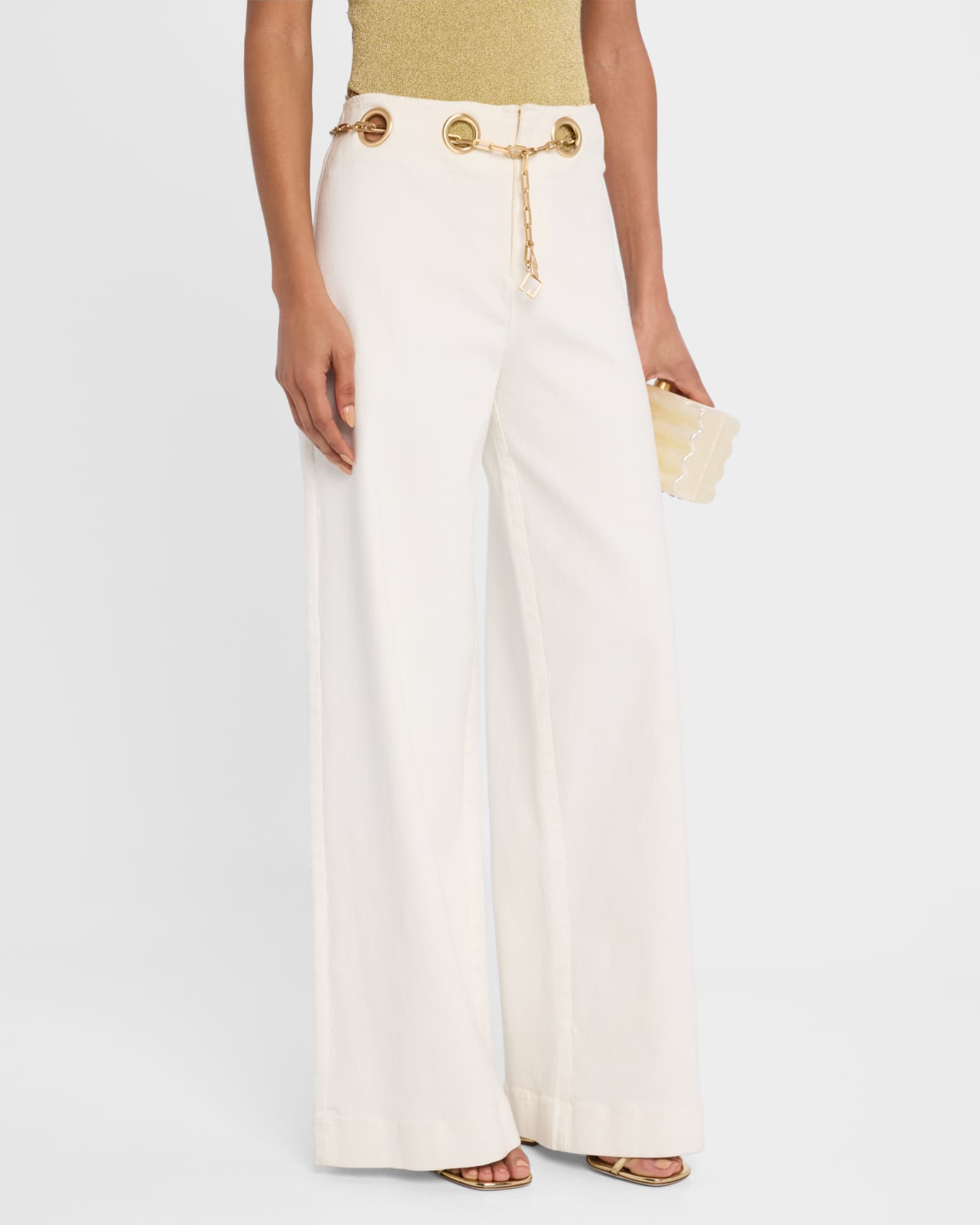 Cult Gaia Sydney Grommet Chain Wide-Leg Pants | Neiman Marcus