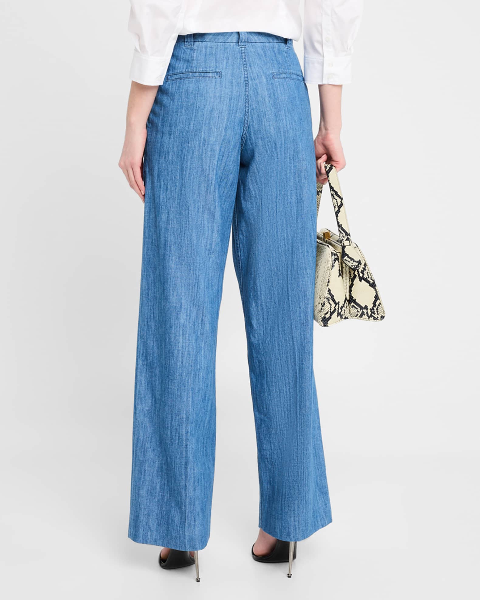 Another Tomorrow Chambray Wide Leg Pants | Neiman Marcus