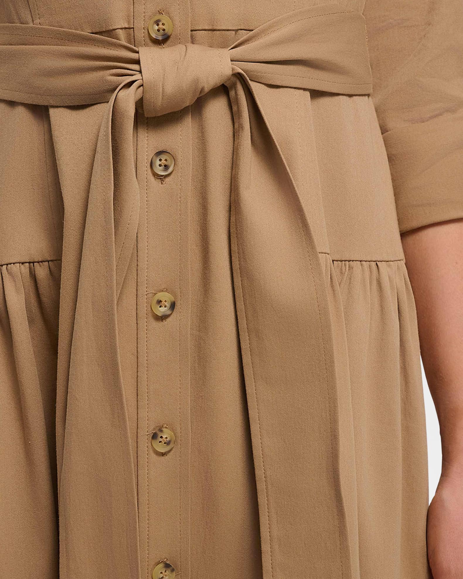 Shoshanna Stratton Ruched Stretch Cotton Midi Shirtdress | Neiman Marcus