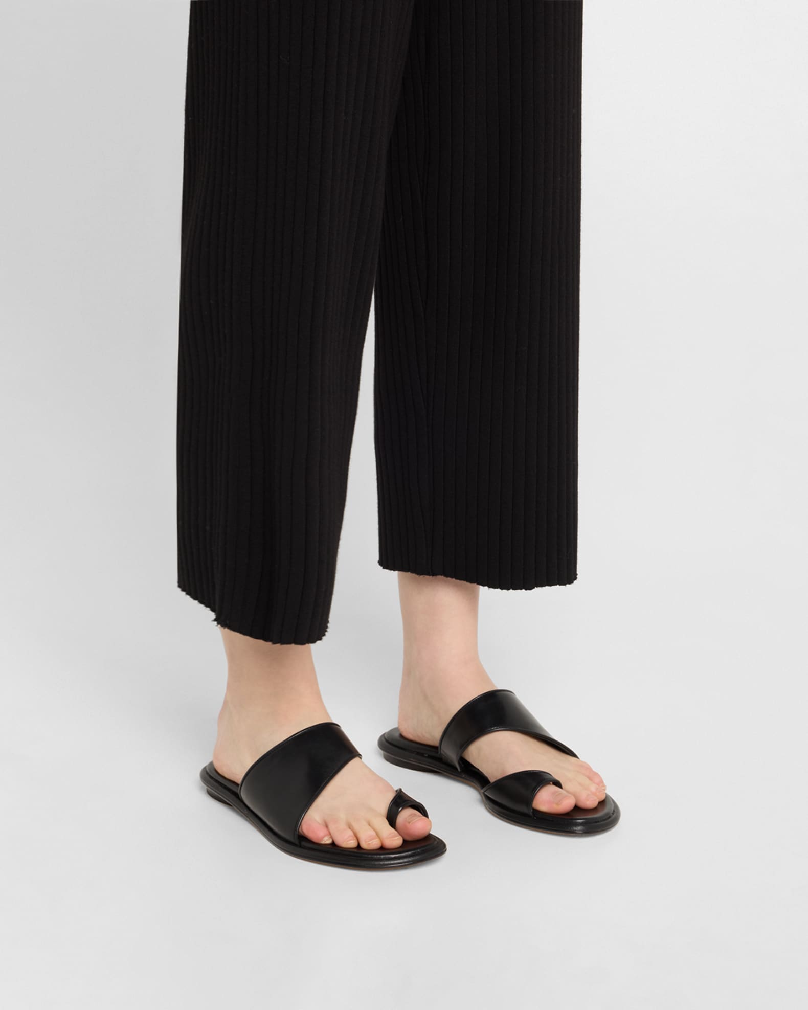 Vince Lukas Leather Toe-Ring Slide Sandals | Neiman Marcus