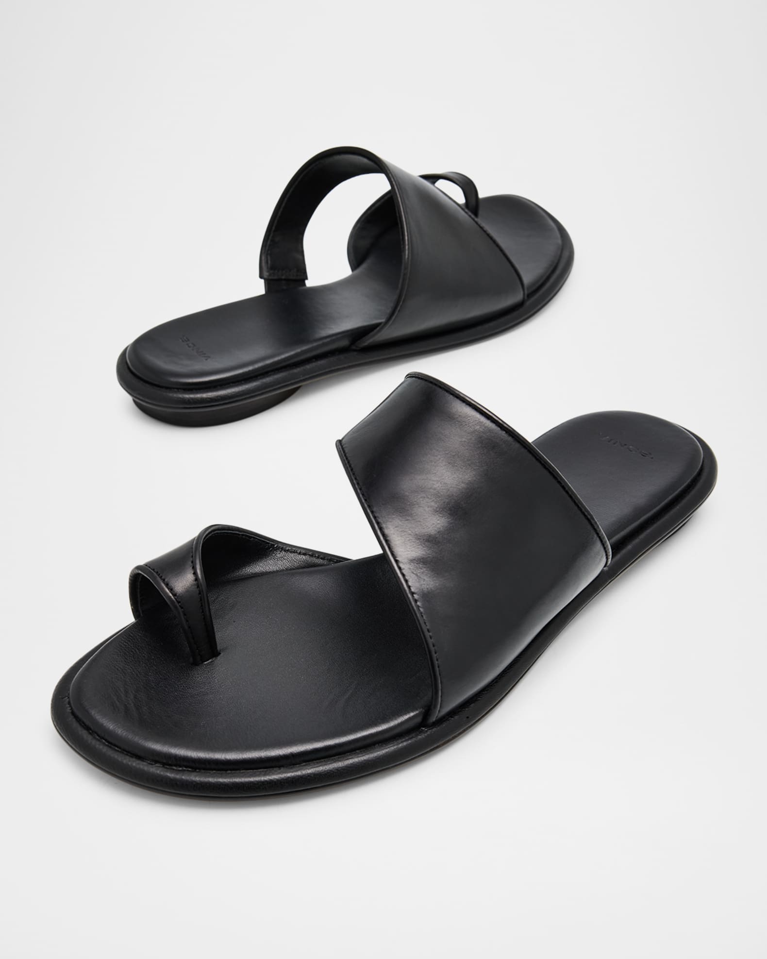 Vince Lukas Leather Toe-Ring Slide Sandals | Neiman Marcus