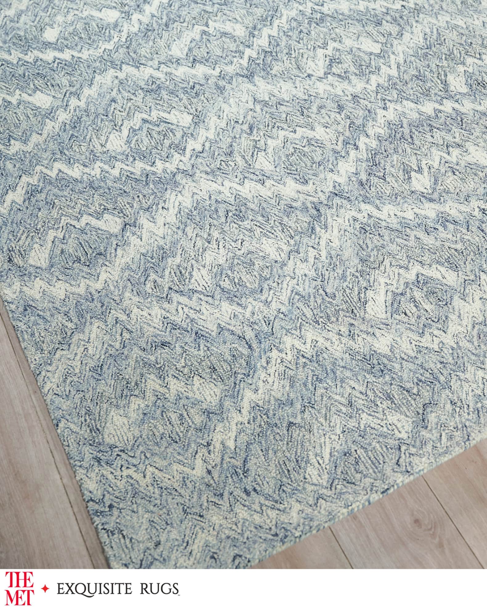 Exquisite Rugs x THE MET Bargello Hand-Tufted Light Blue Rug, 10' x 14 ...