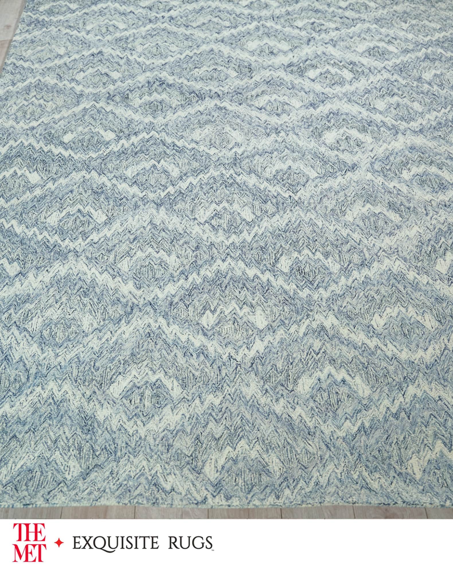 Exquisite Rugs x THE MET Bargello Hand-Tufted Light Blue Rug, 9' x 12 ...