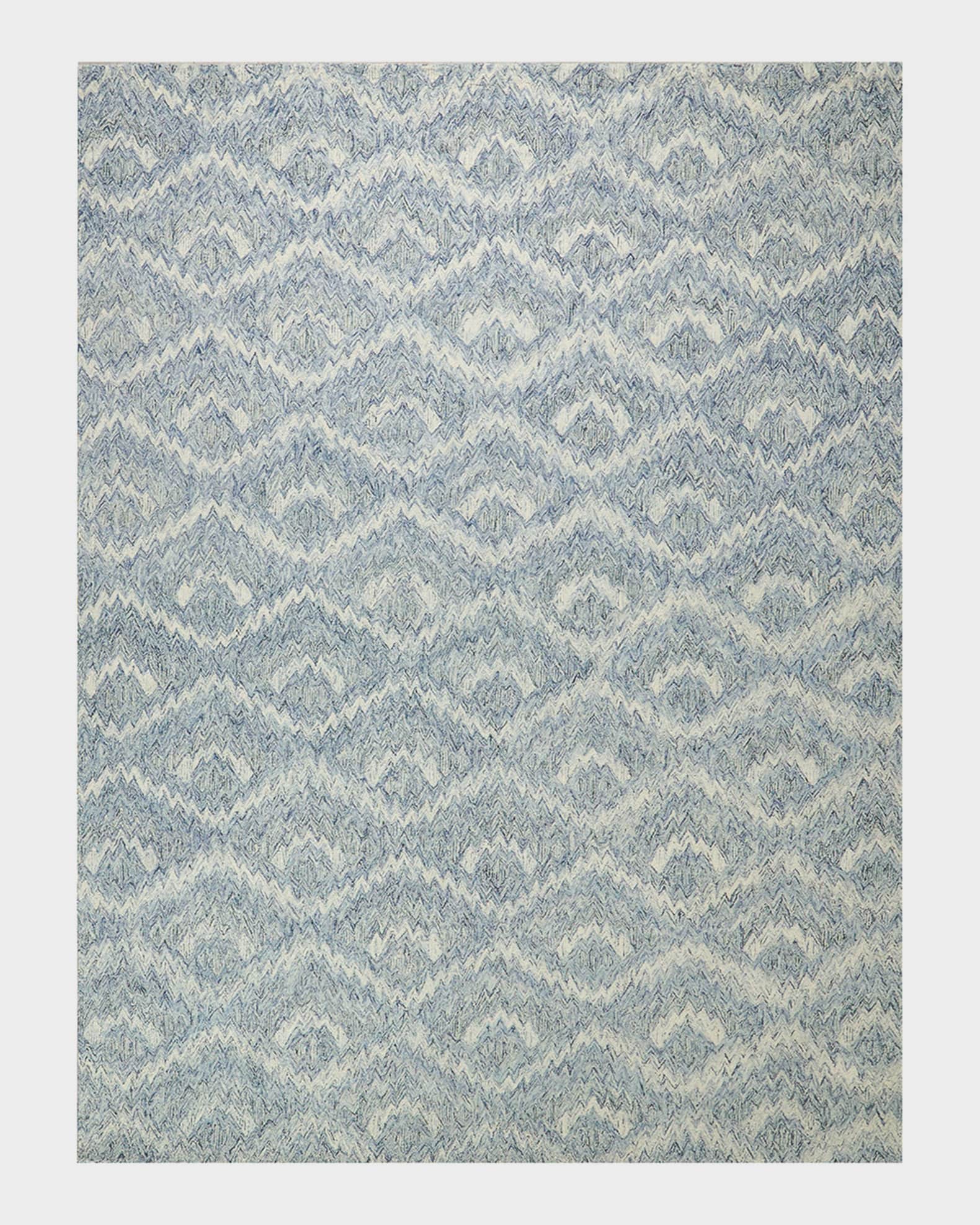 Exquisite Rugs Bargello Light Blue New Zealand Wool hand-tufted Area ...