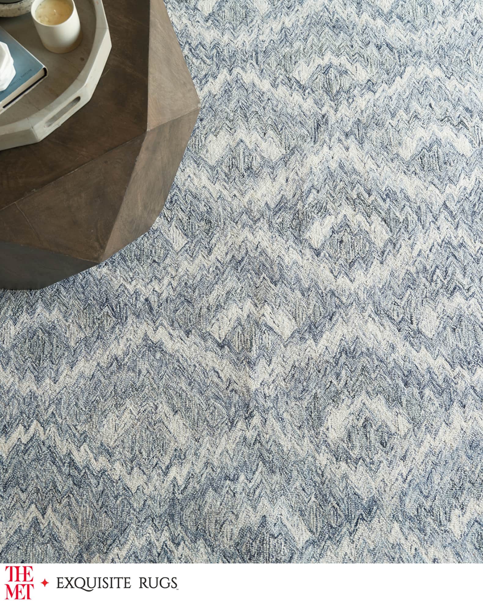 Exquisite Rugs x THE MET Bargello Hand-Tufted Light Blue Rug, 8' x 10 ...