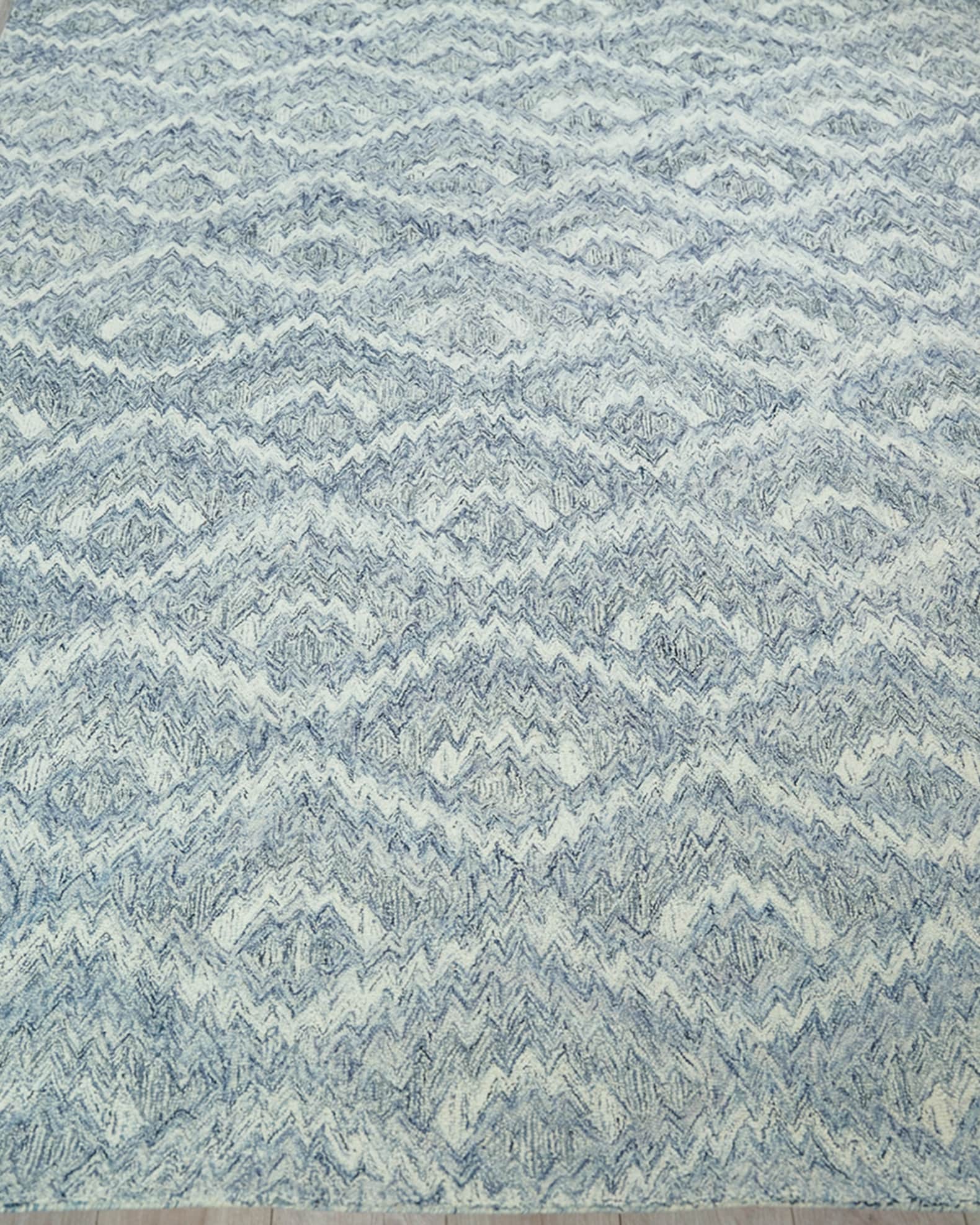 Exquisite Rugs x THE MET Bargello Hand-Tufted Light Blue Rug, 5' x 8 ...
