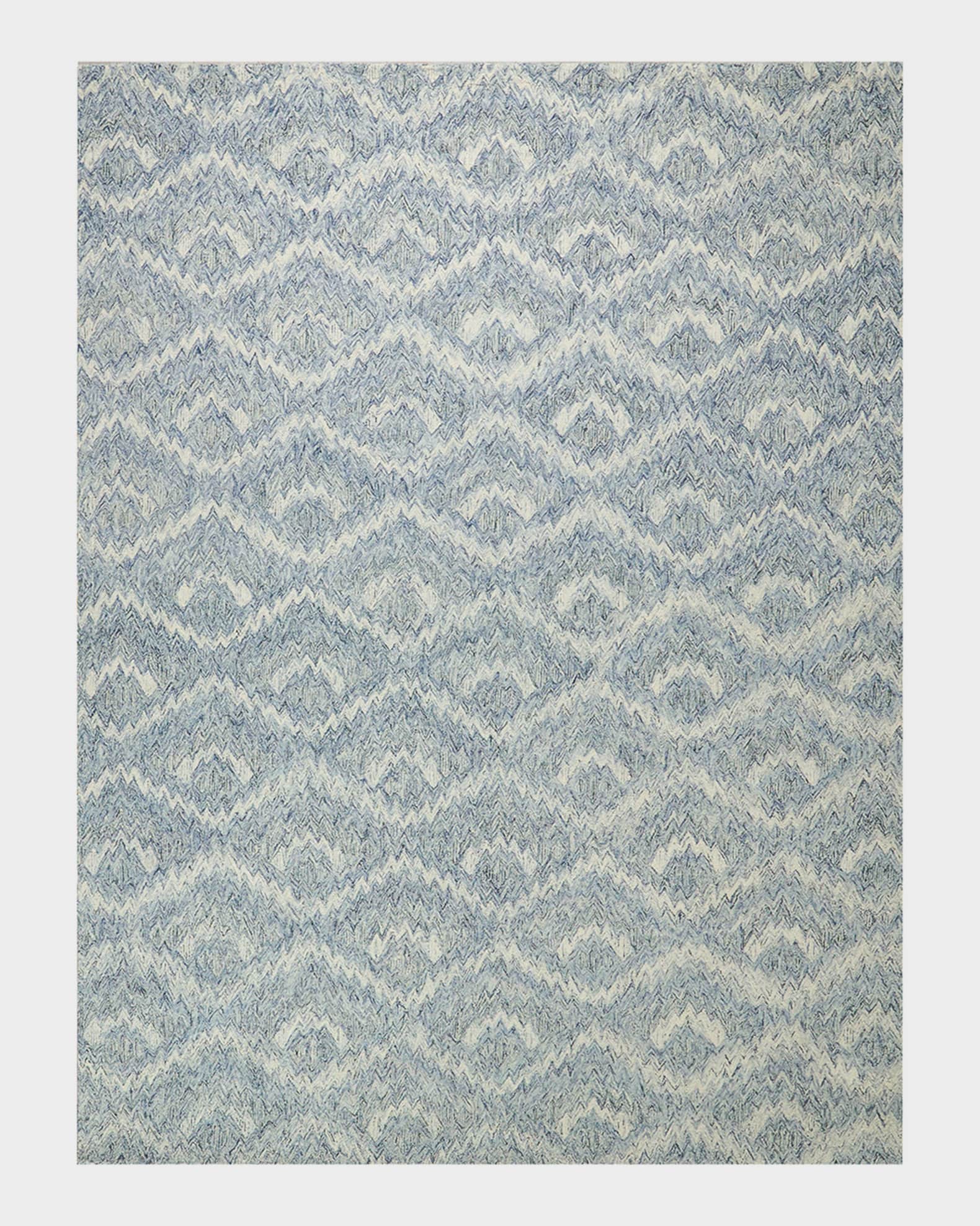 Exquisite Rugs Bargello Light Blue New Zealand Wool hand-tufted Area ...