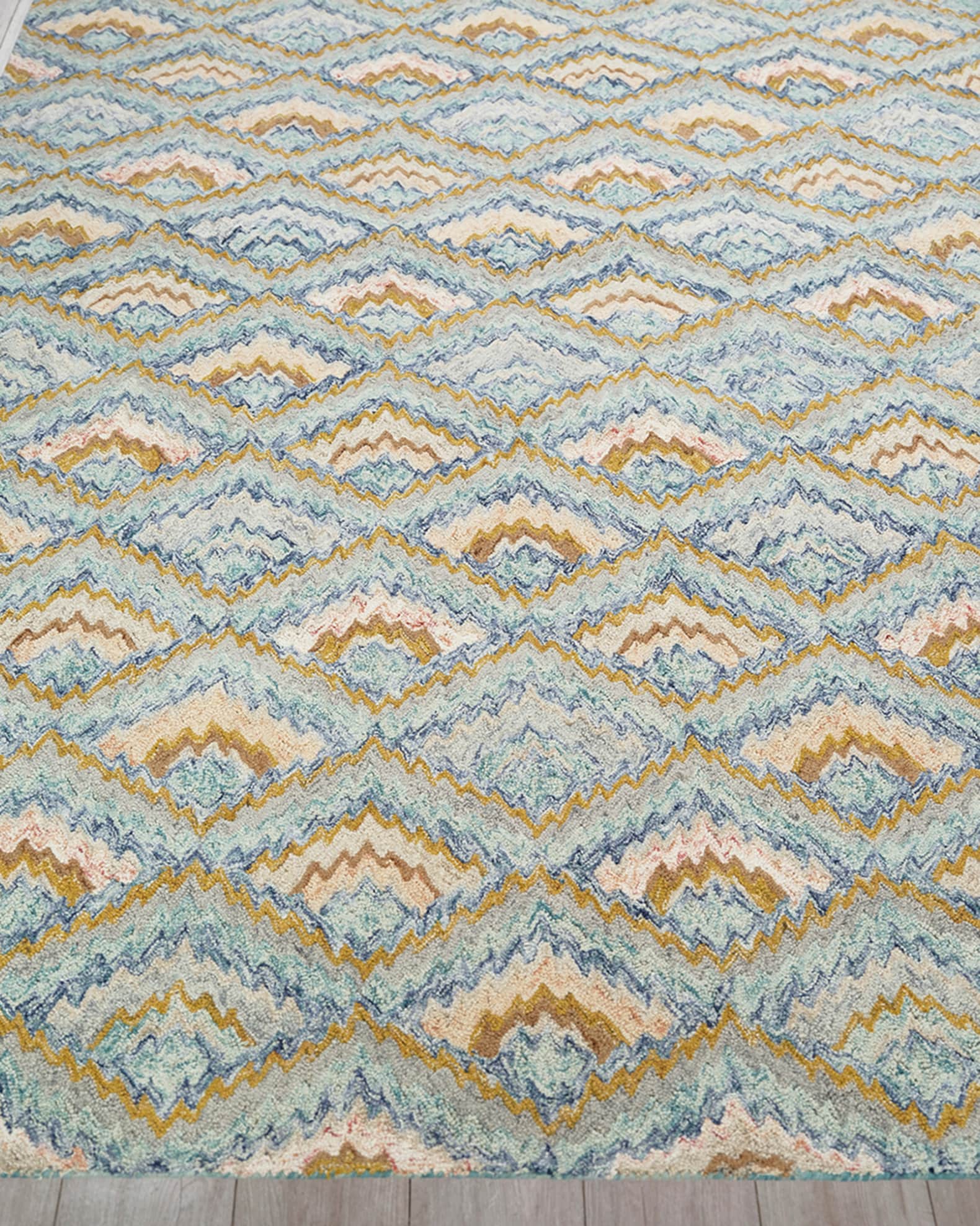 Exquisite Rugs x THE MET Bargello Hand-Tufted Light Blue Multi Rug, 6 ...