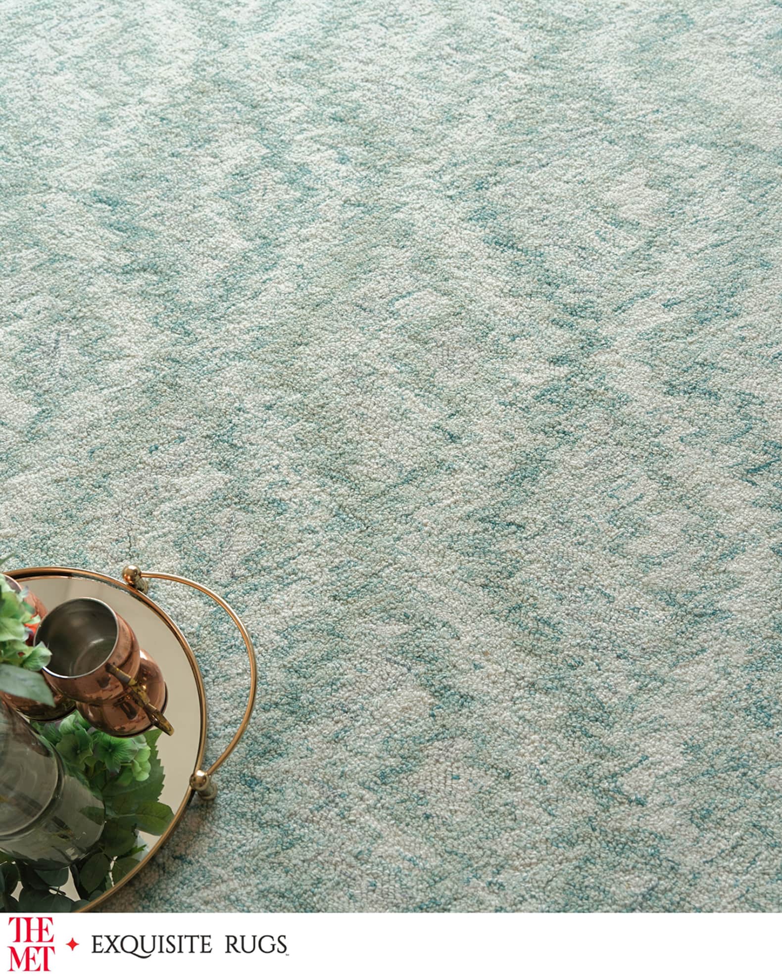 Exquisite Rugs x THE MET Bargello Hand-Tufted Turquoise Rug, 8' x 10 ...