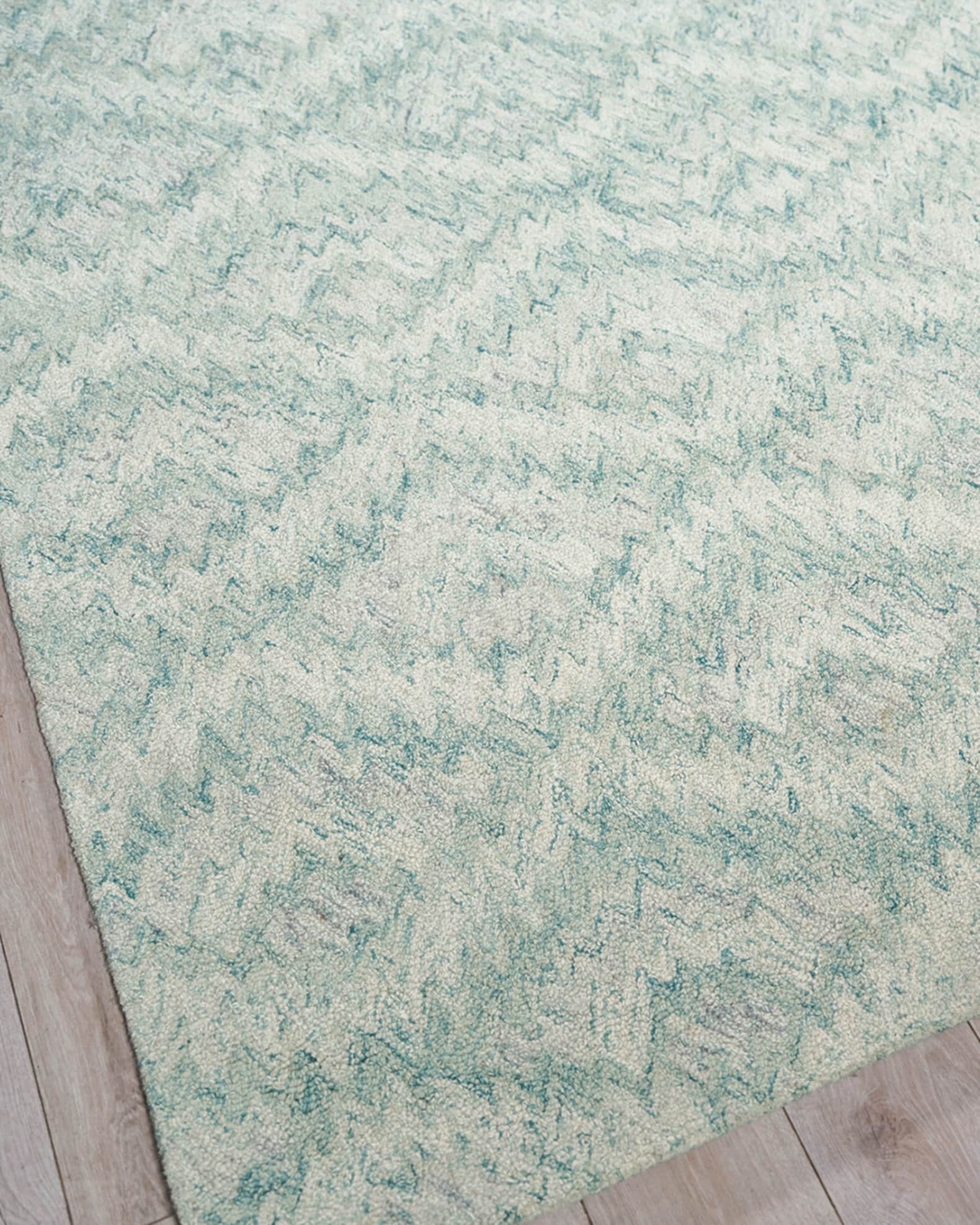 Exquisite Rugs Bargello Turquoise New Zealand Wool hand-tufted Area Rug ...