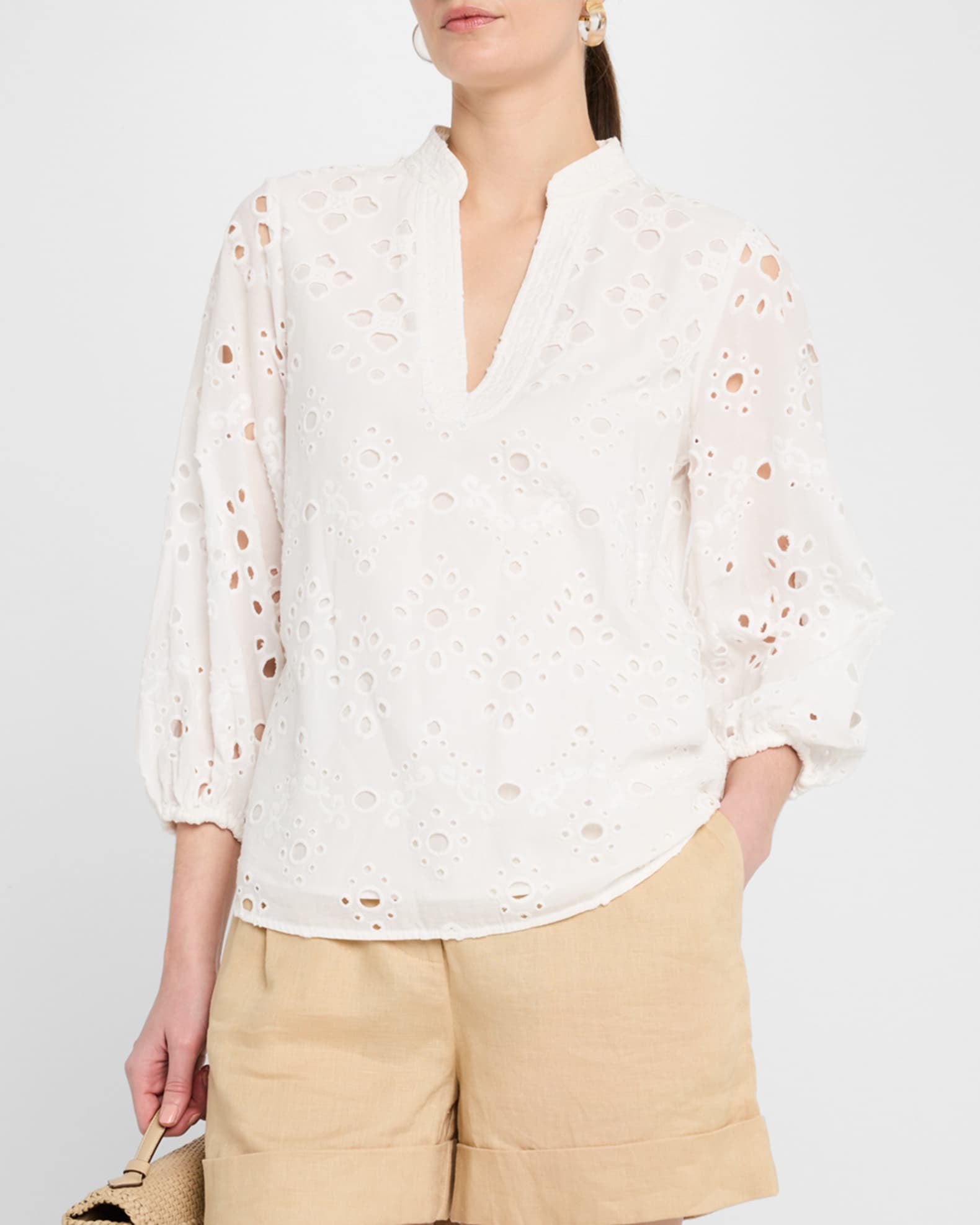 Figue Rylie Eyelet Embroidered Long-Sleeve Top | Neiman Marcus