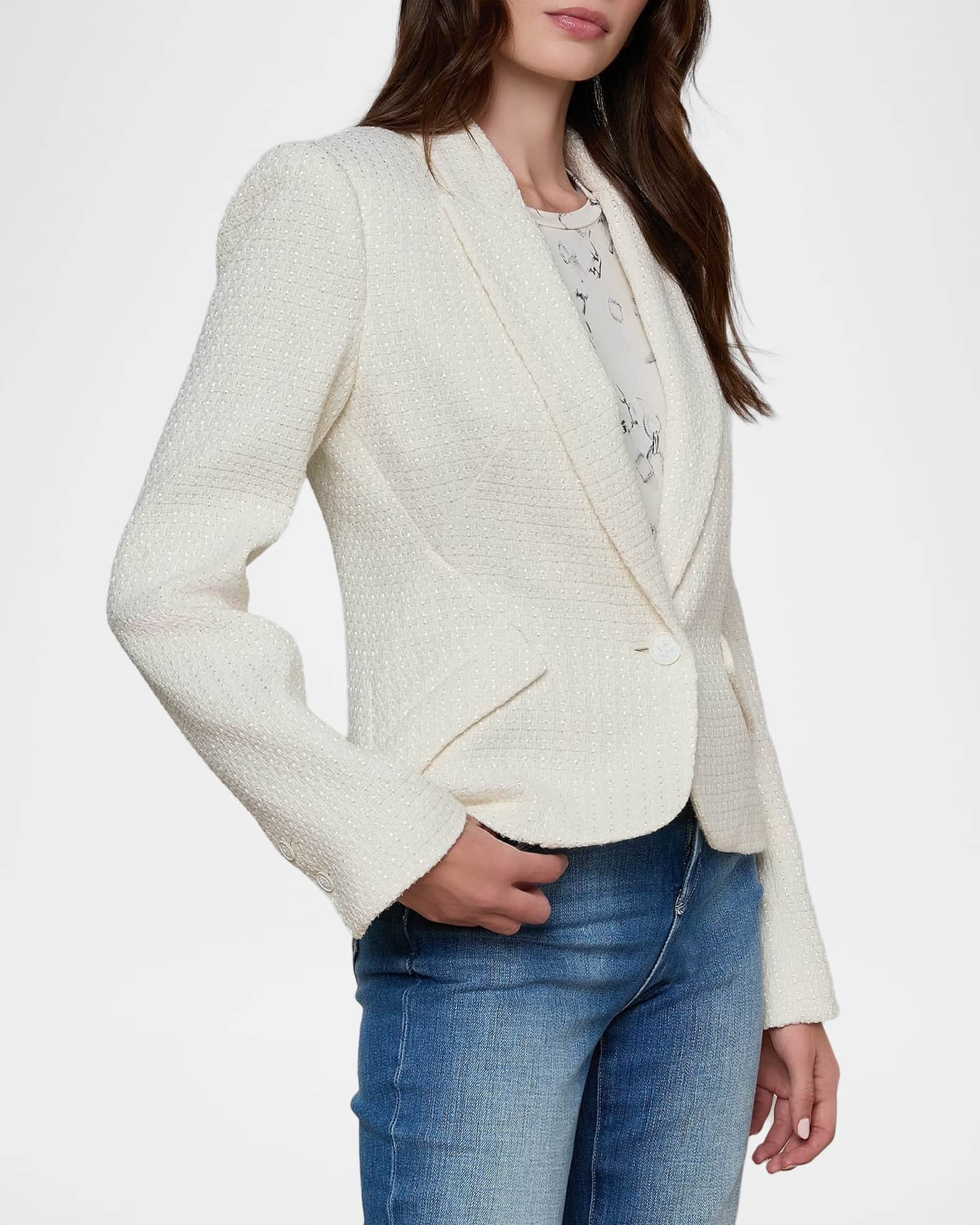 L'Agence Jennah Single-Breasted Tweed Blazer | Neiman Marcus