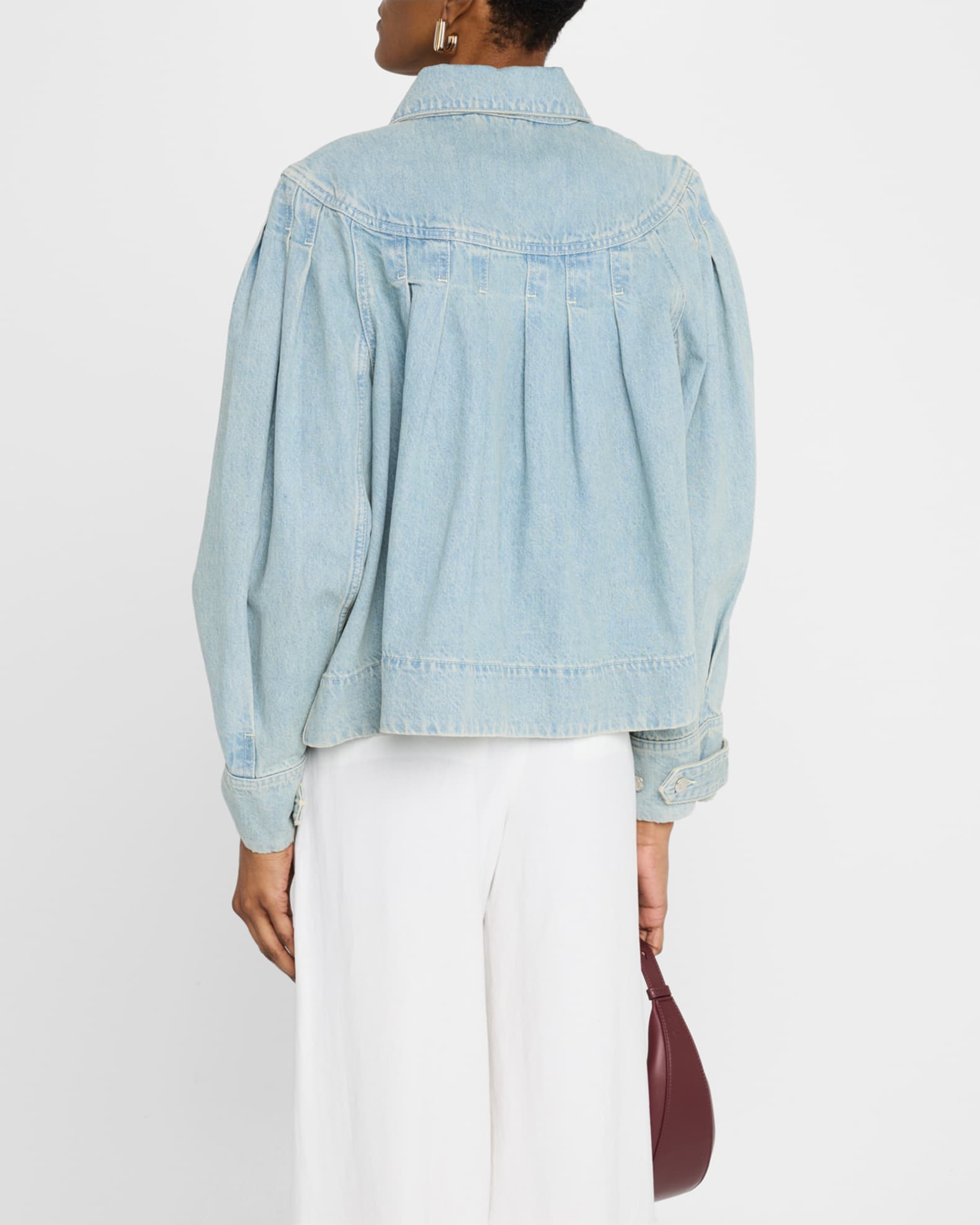 Merlette Easton Pleated Cotton Denim Jacket | Neiman Marcus