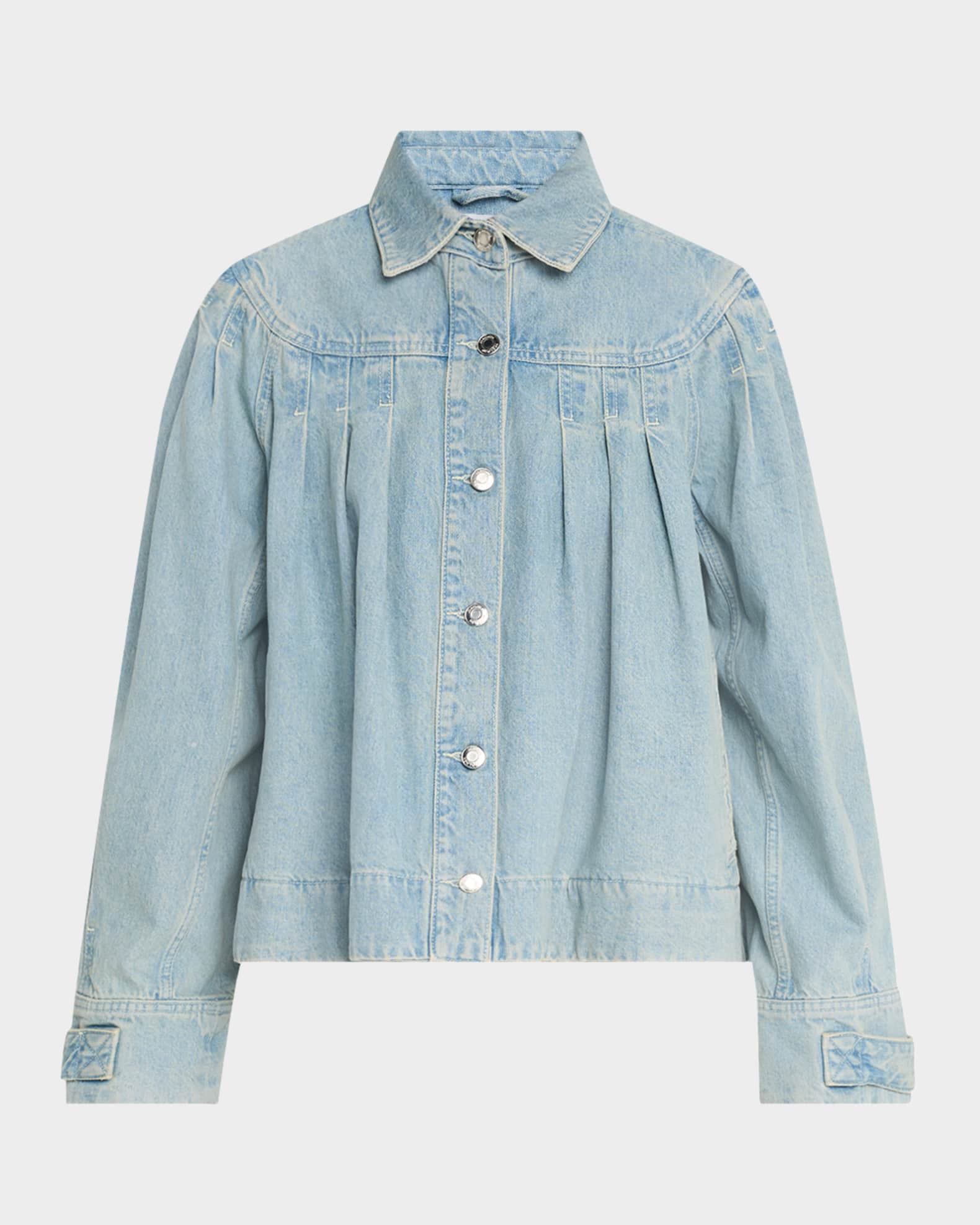 Merlette Easton Pleated Cotton Denim Jacket | Neiman Marcus