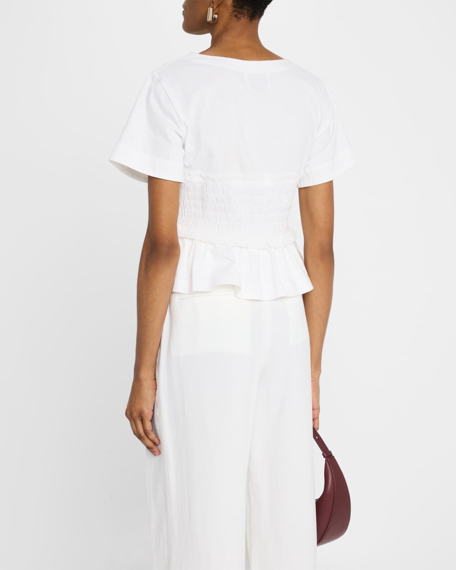 Merlette Shel Smocked Ruffle Cotton Top | Neiman Marcus
