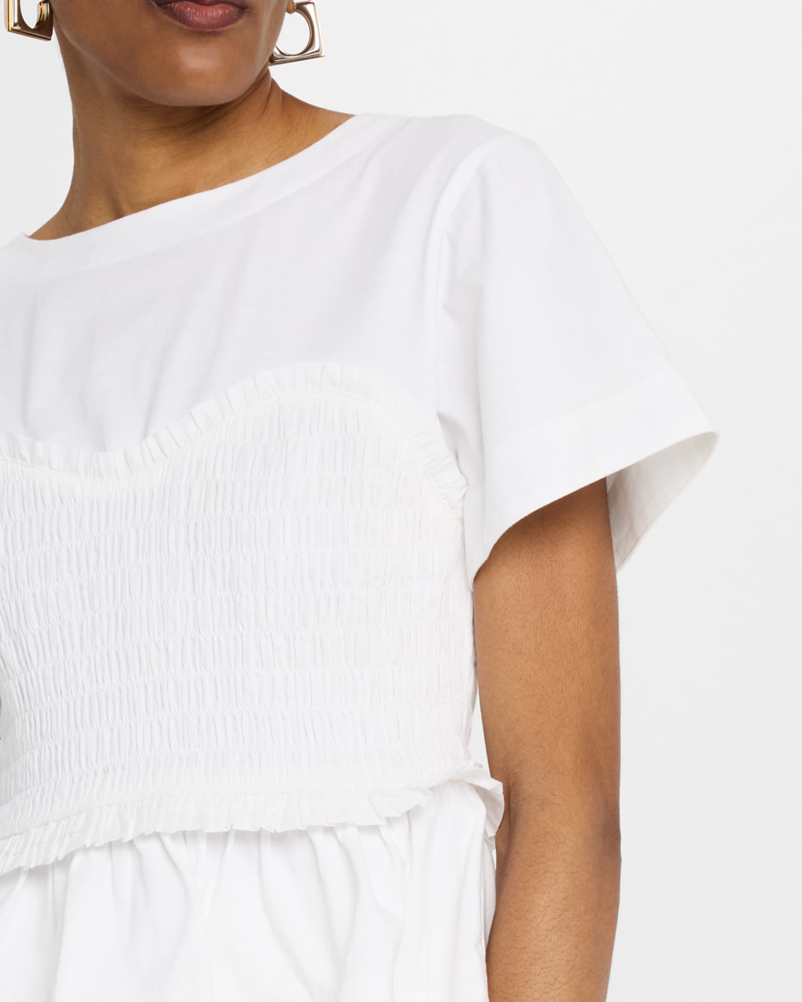 Merlette Shel Smocked Ruffle Cotton Top | Neiman Marcus