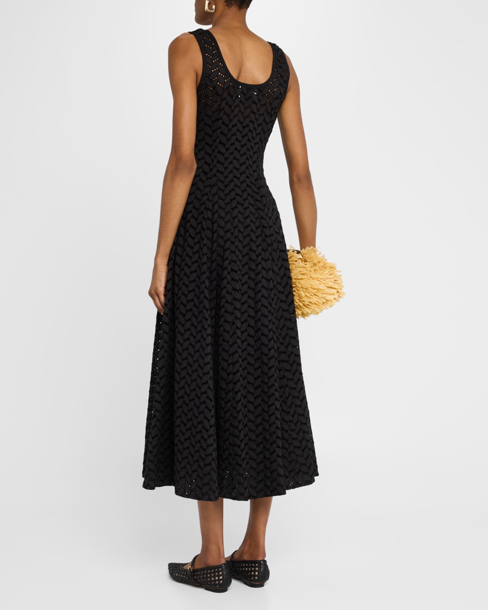 Merlette Olea Eyelet-Embroidered Cotton Midi Dress | Neiman Marcus