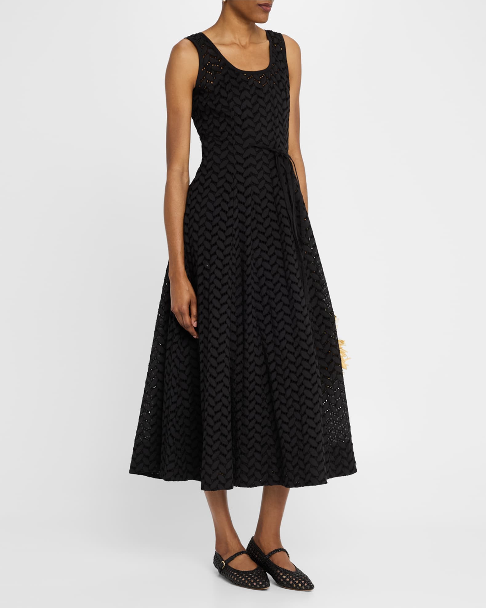 Merlette Olea Eyelet-Embroidered Cotton Midi Dress | Neiman Marcus