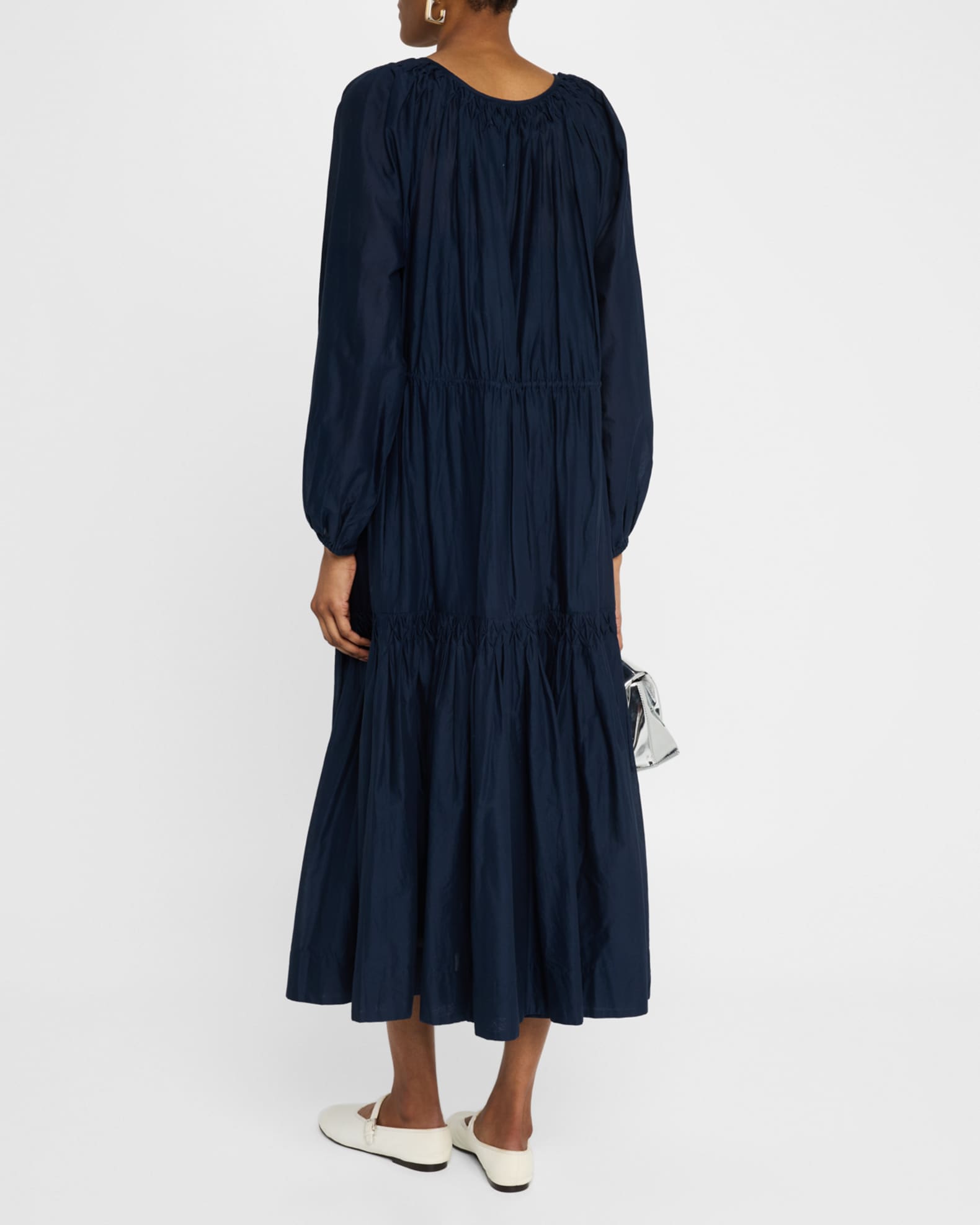 Merlette Allegra Tiered Smocked Cotton Midi Dress | Neiman Marcus