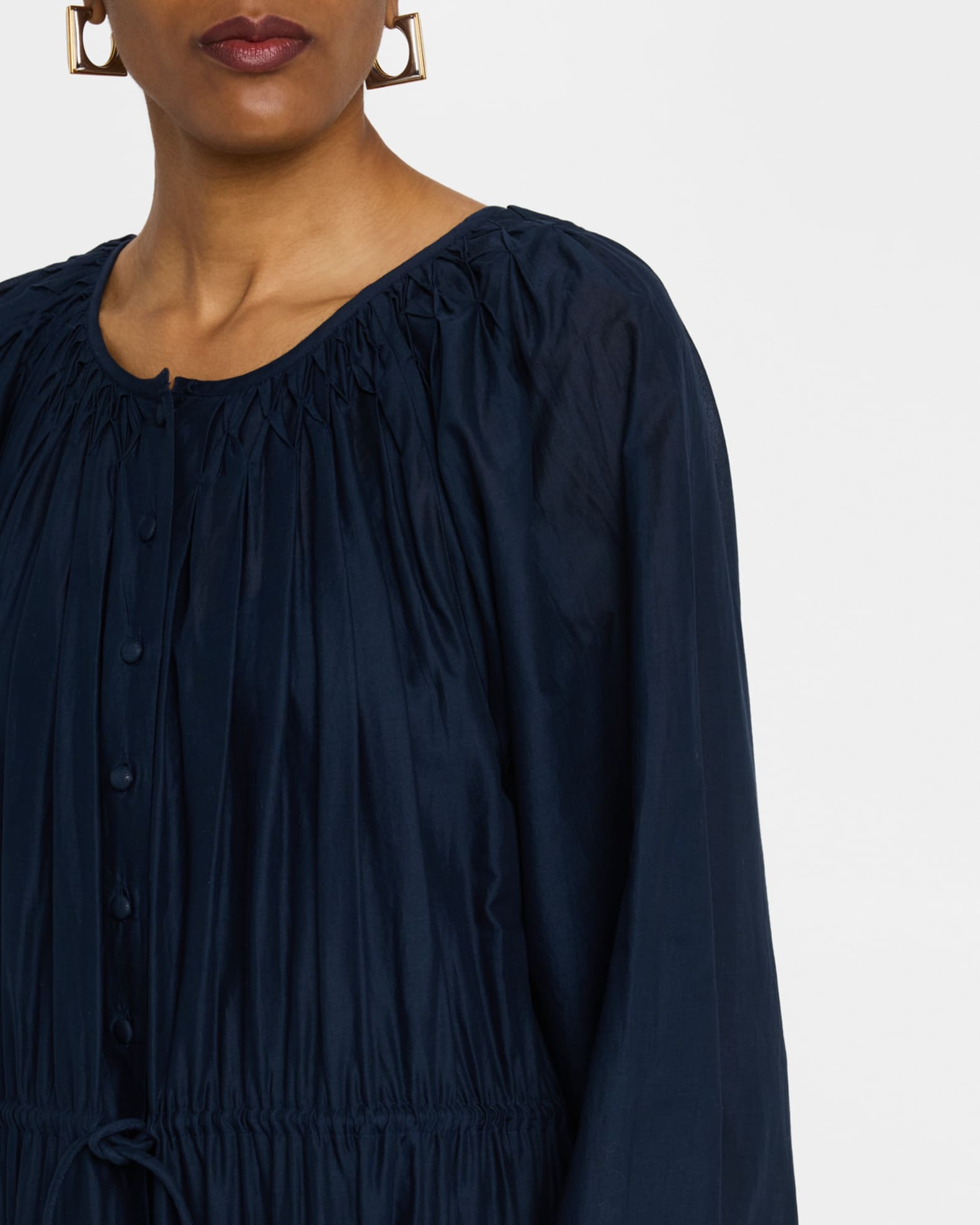 Merlette Allegra Tiered Smocked Cotton Midi Dress | Neiman Marcus