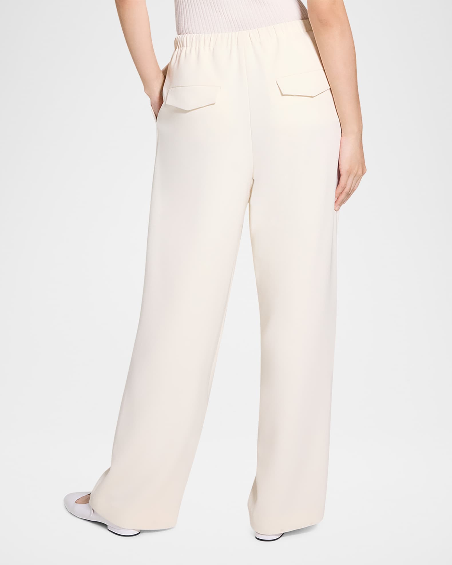 Theory Pleated Casual Drawstring Pants | Neiman Marcus