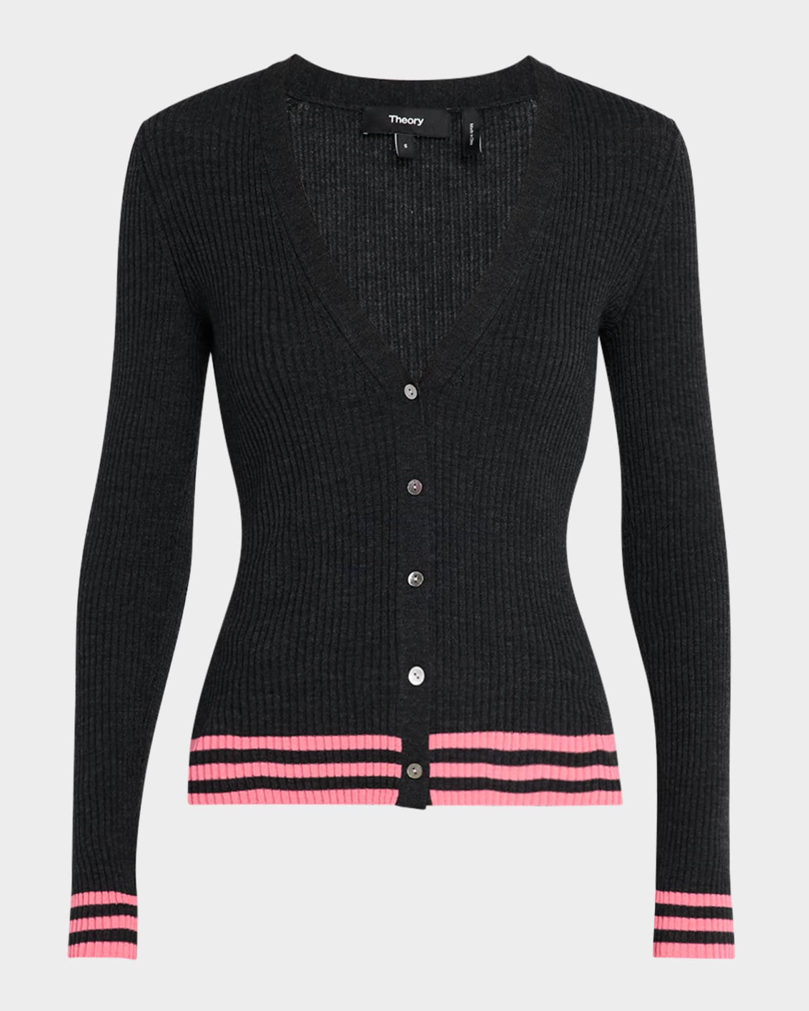 Theory Regal Merino Tipped Cardigan | Neiman Marcus