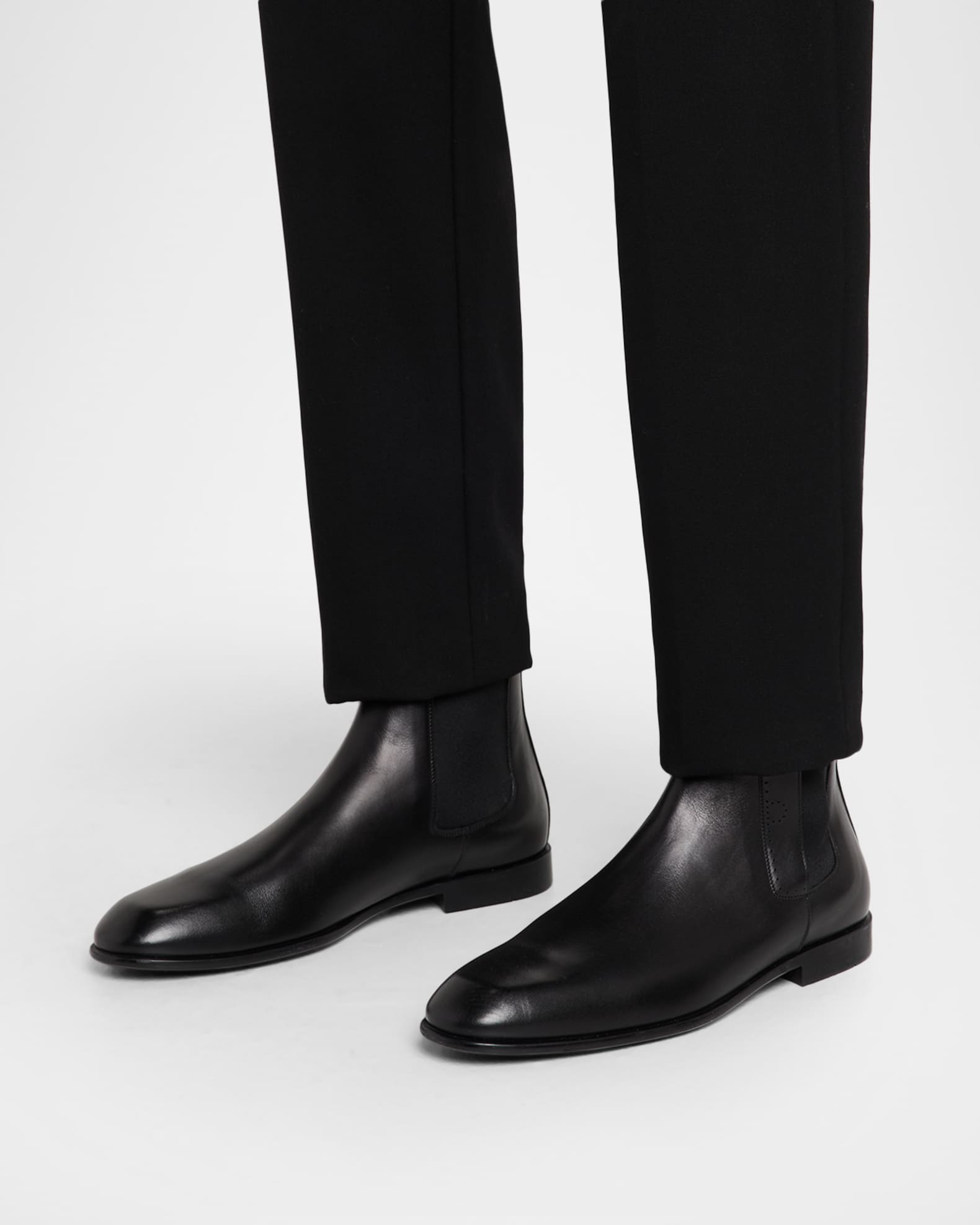 Ferragamo Men's Angle Smooth Leather Chelsea Boots | Neiman Marcus