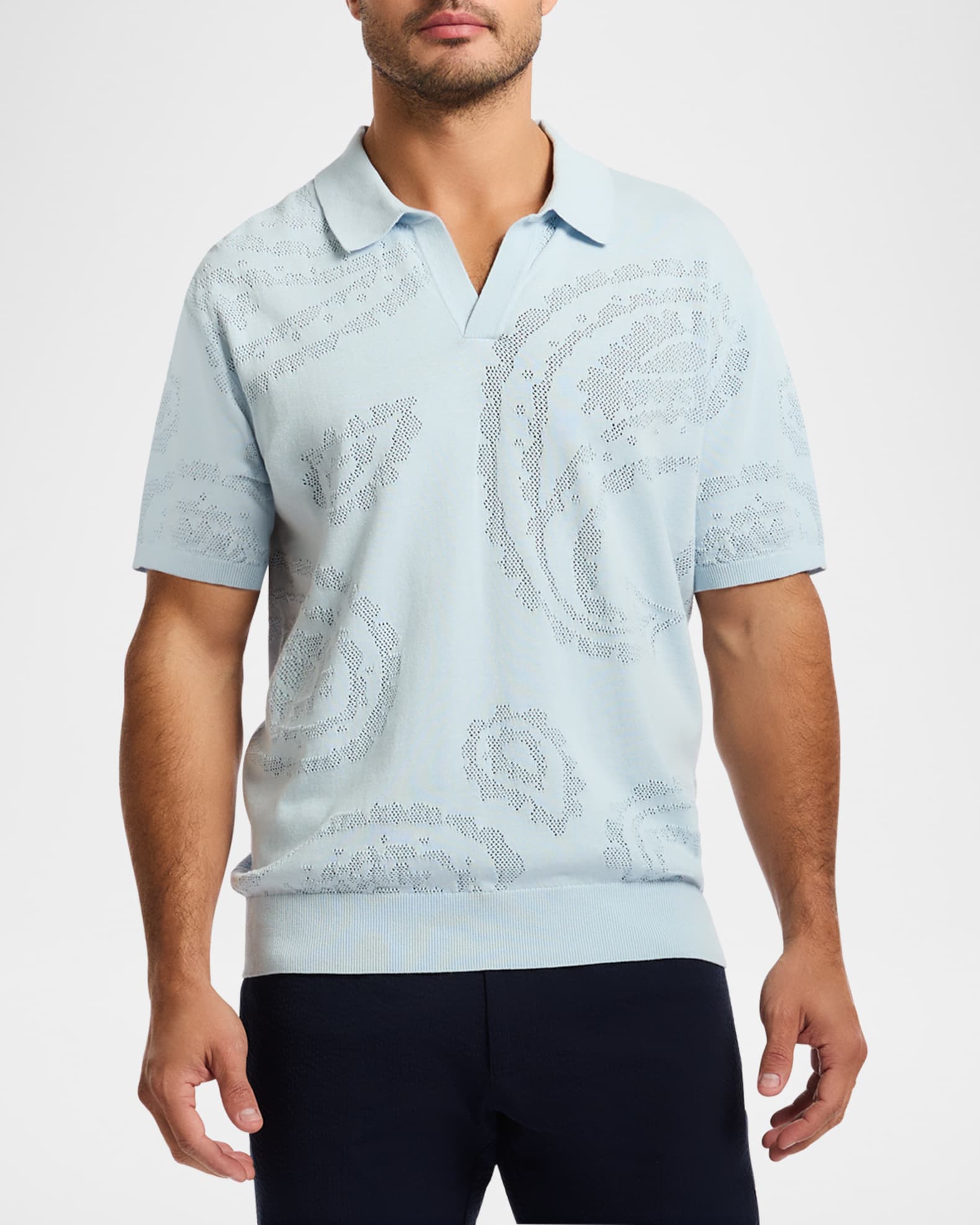 Robert Graham Men's Holbrook Paisley Jacquard Polo Sweater | Neiman Marcus