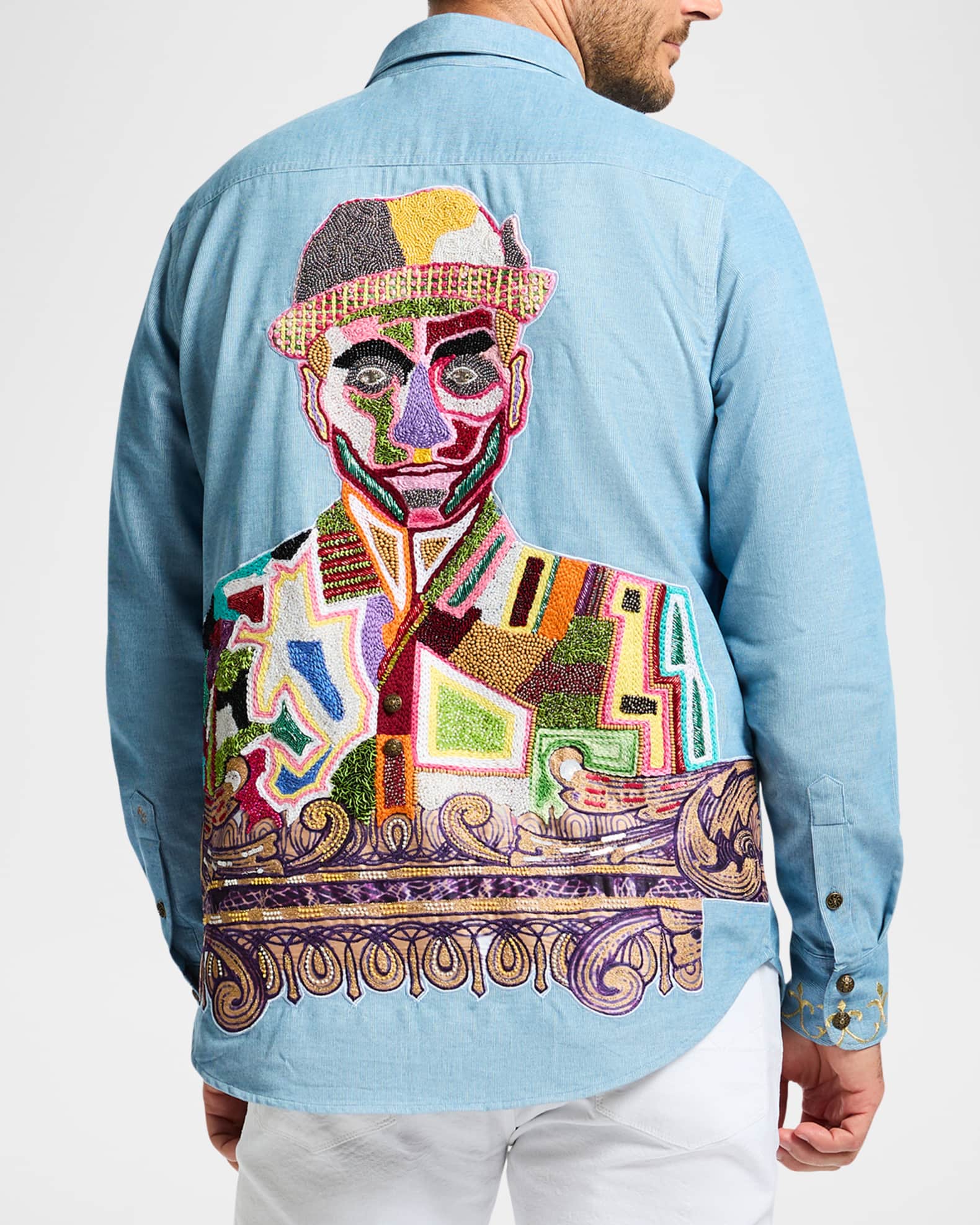 Robert Graham Men's Embroidered Corduroy Shirt Jacket | Neiman Marcus