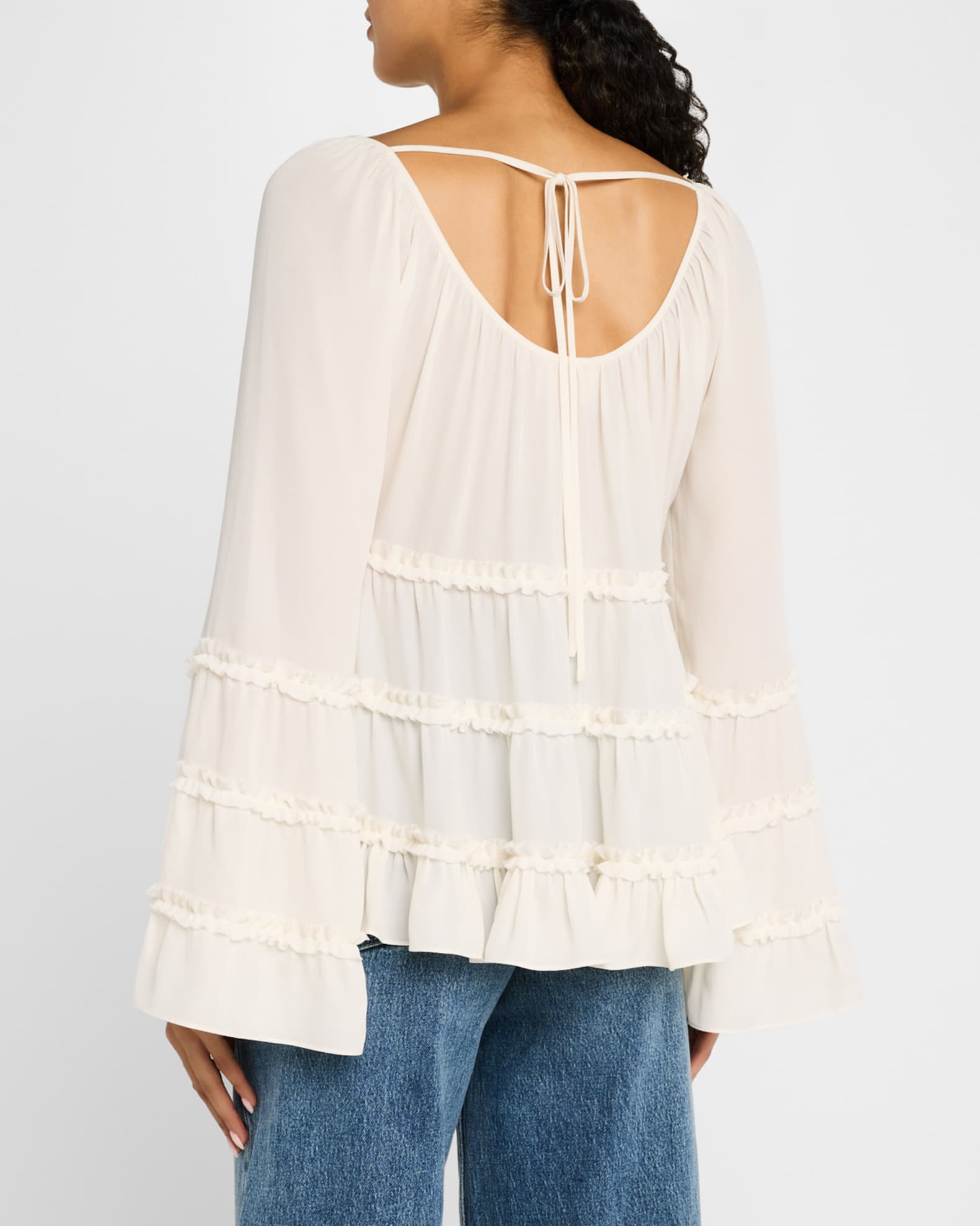 Cinq a Sept Sunnina Long-Sleeve Ruffle Top | Neiman Marcus