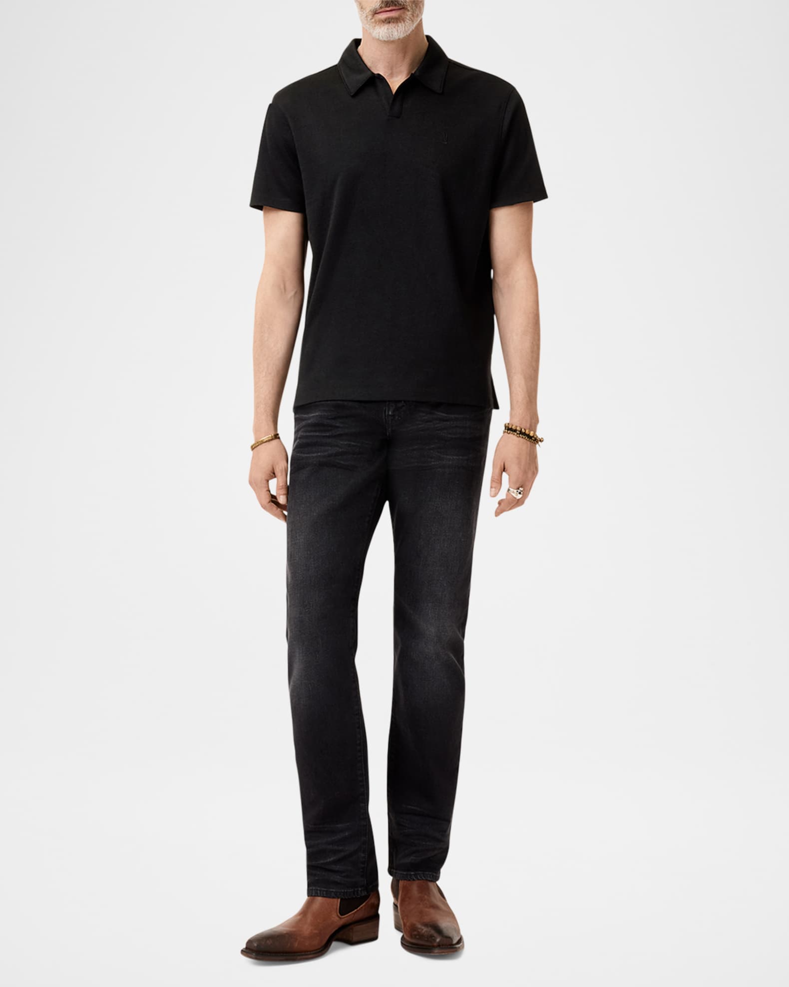John Varvatos Men's Hague Jacquard Polo Shirt | Neiman Marcus