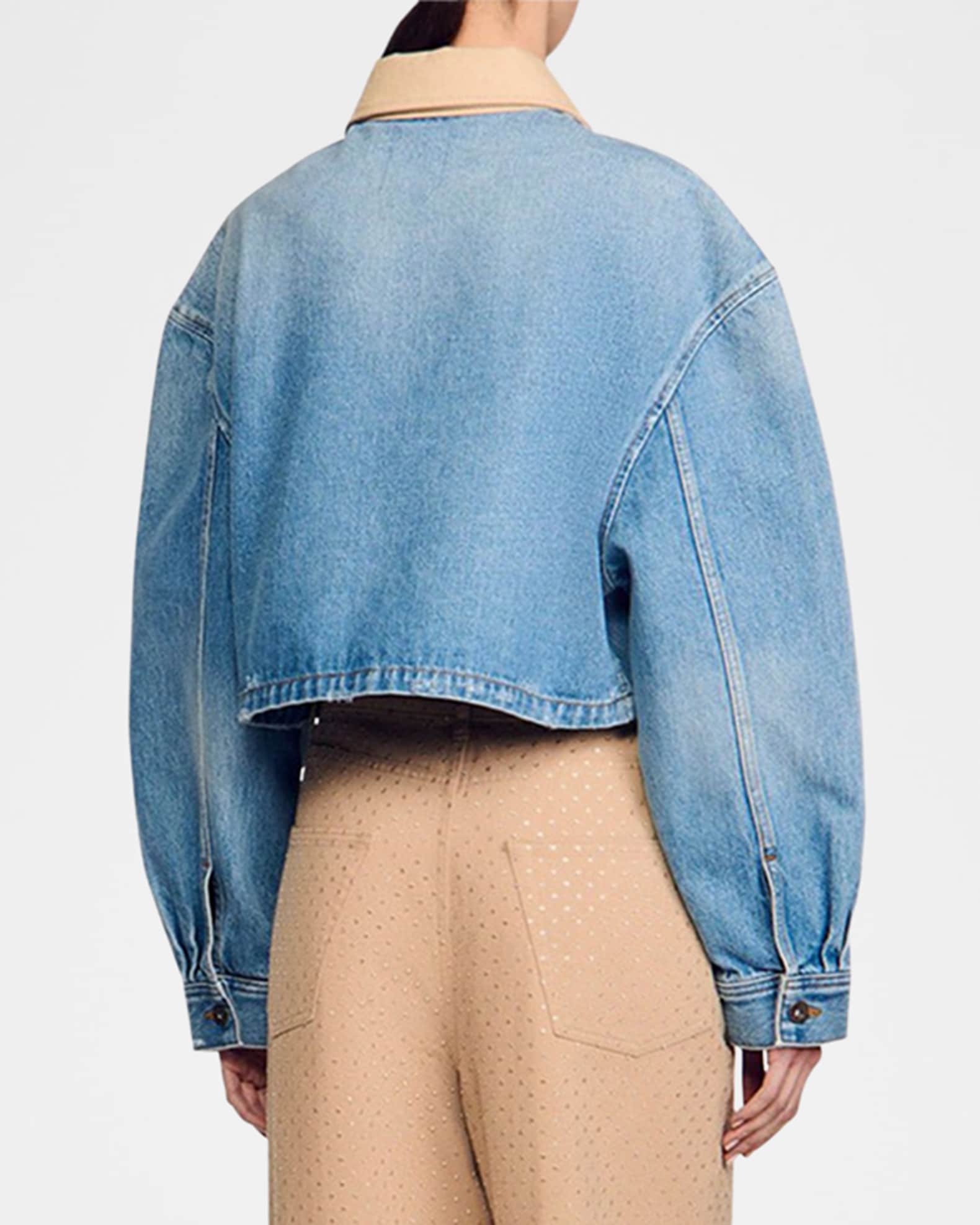 Sandro Kansas Studded Denim Jacket | Neiman Marcus