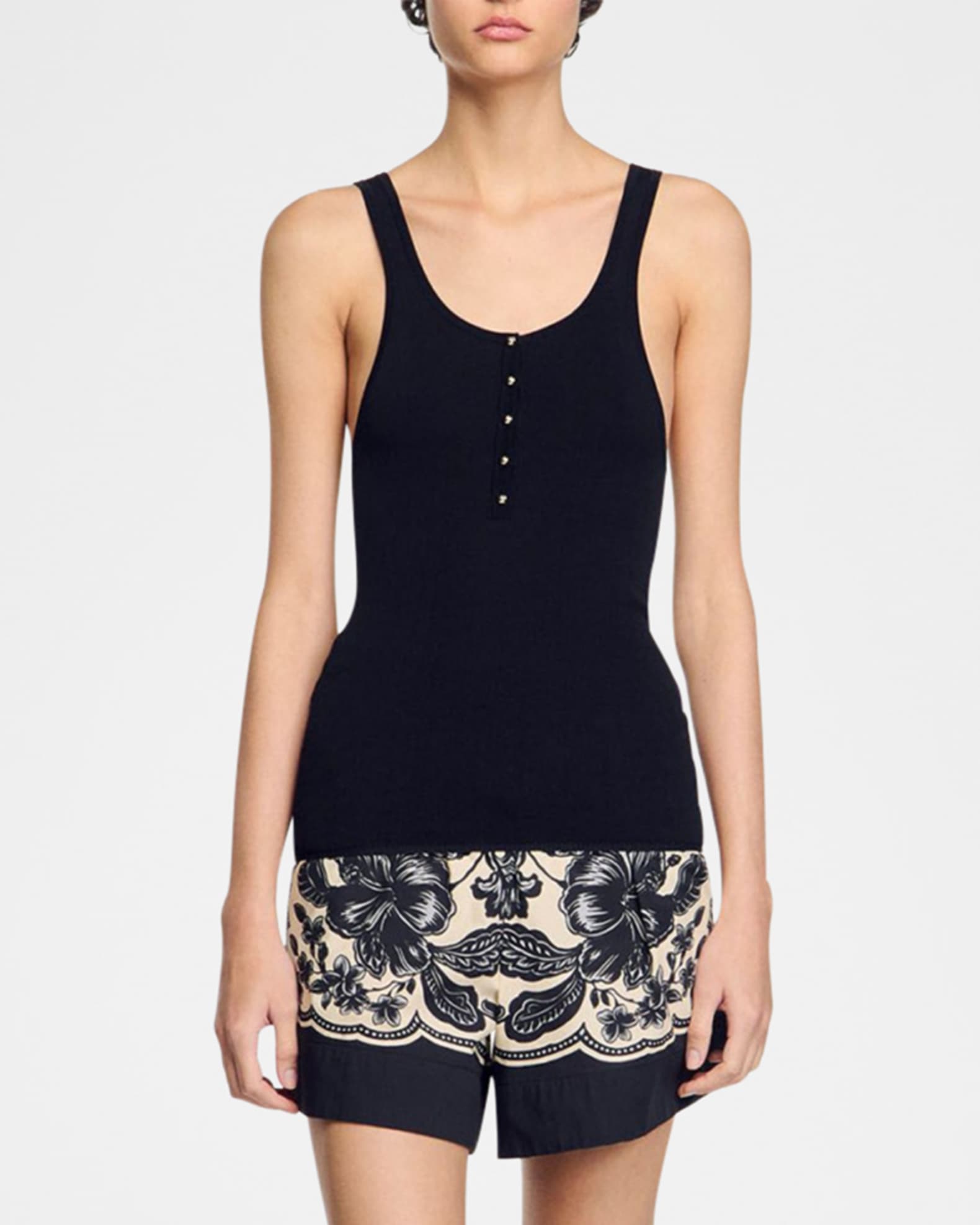 Sandro Grenat Buttoned Tank Top | Neiman Marcus